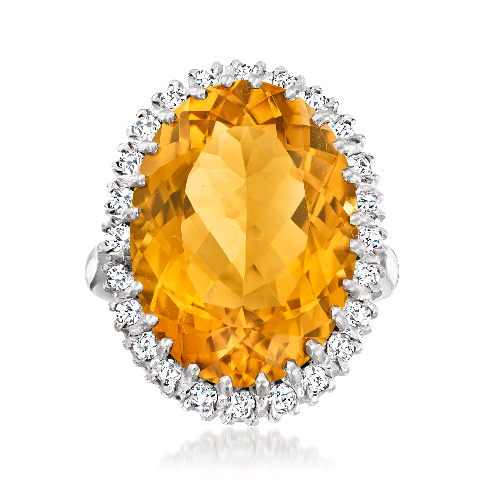 C. 1980 Vintage 14.96 Carat Citrine and .48 ct. t.w. Diamond Cocktail ...