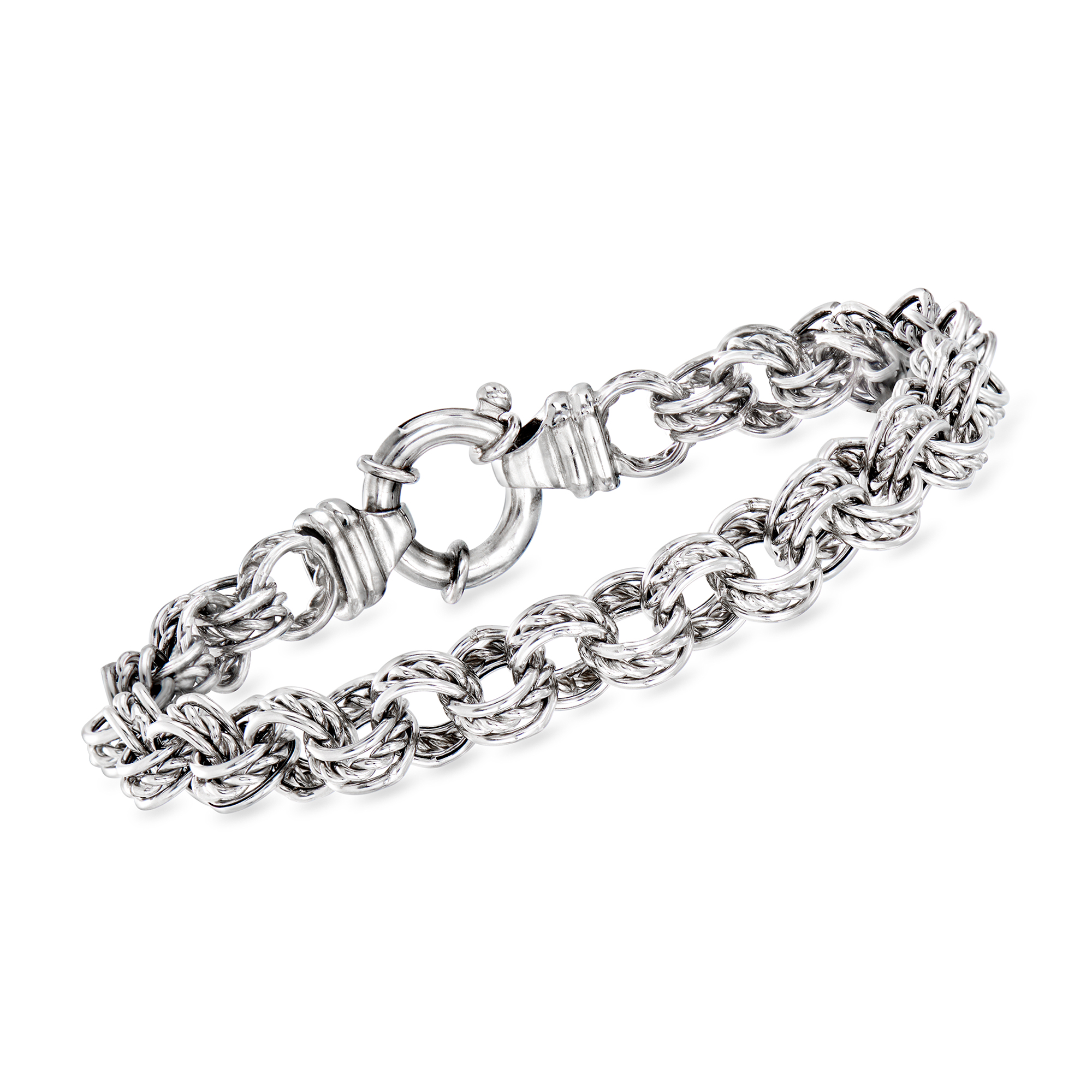 Italian Sterling Silver Twisted Triple-Rolo Link Bracelet | Ross-Simons