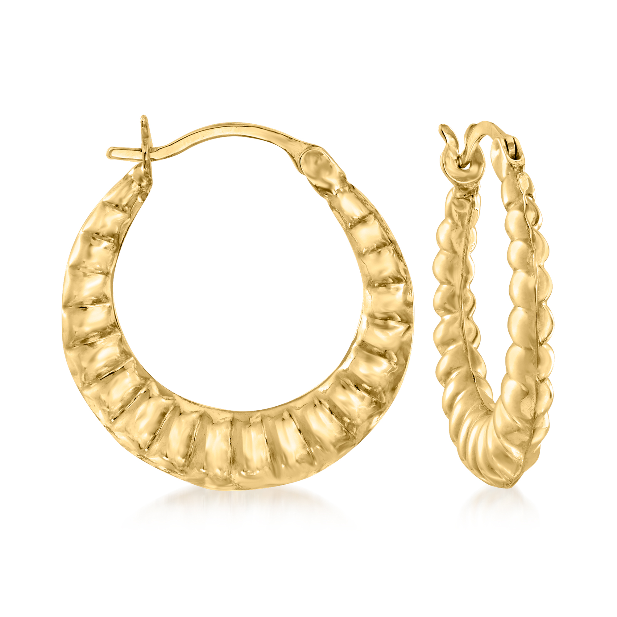 10kt Yellow Gold Shrimp Hoop Earrings | Ross-Simons