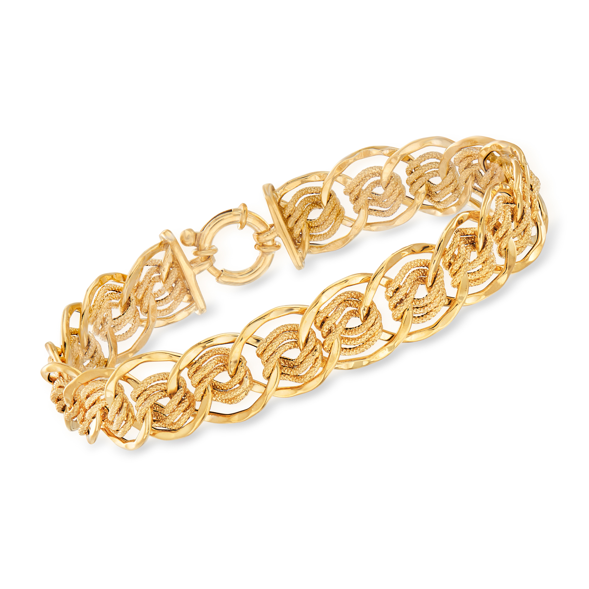 Italian 14kt Yellow Gold Multi-Circle Link Bracelet | Ross-Simons
