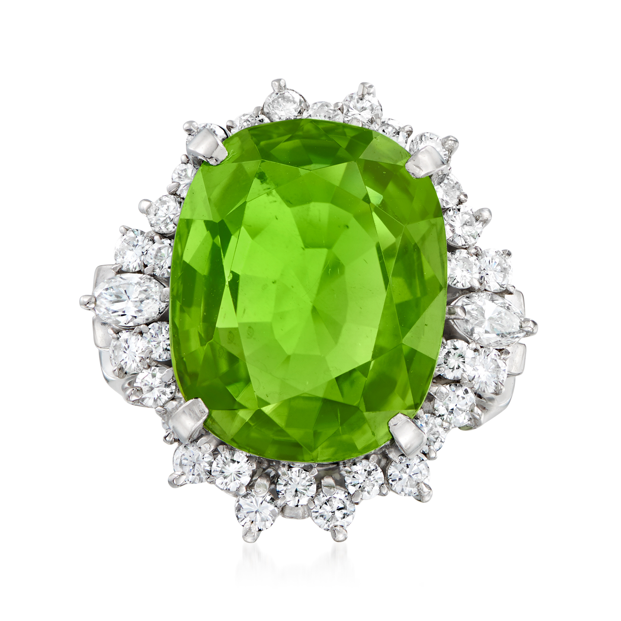 C. 1995 Vintage 11.93 Carat Peridot and .91 ct. t.w. Diamond Ring in ...