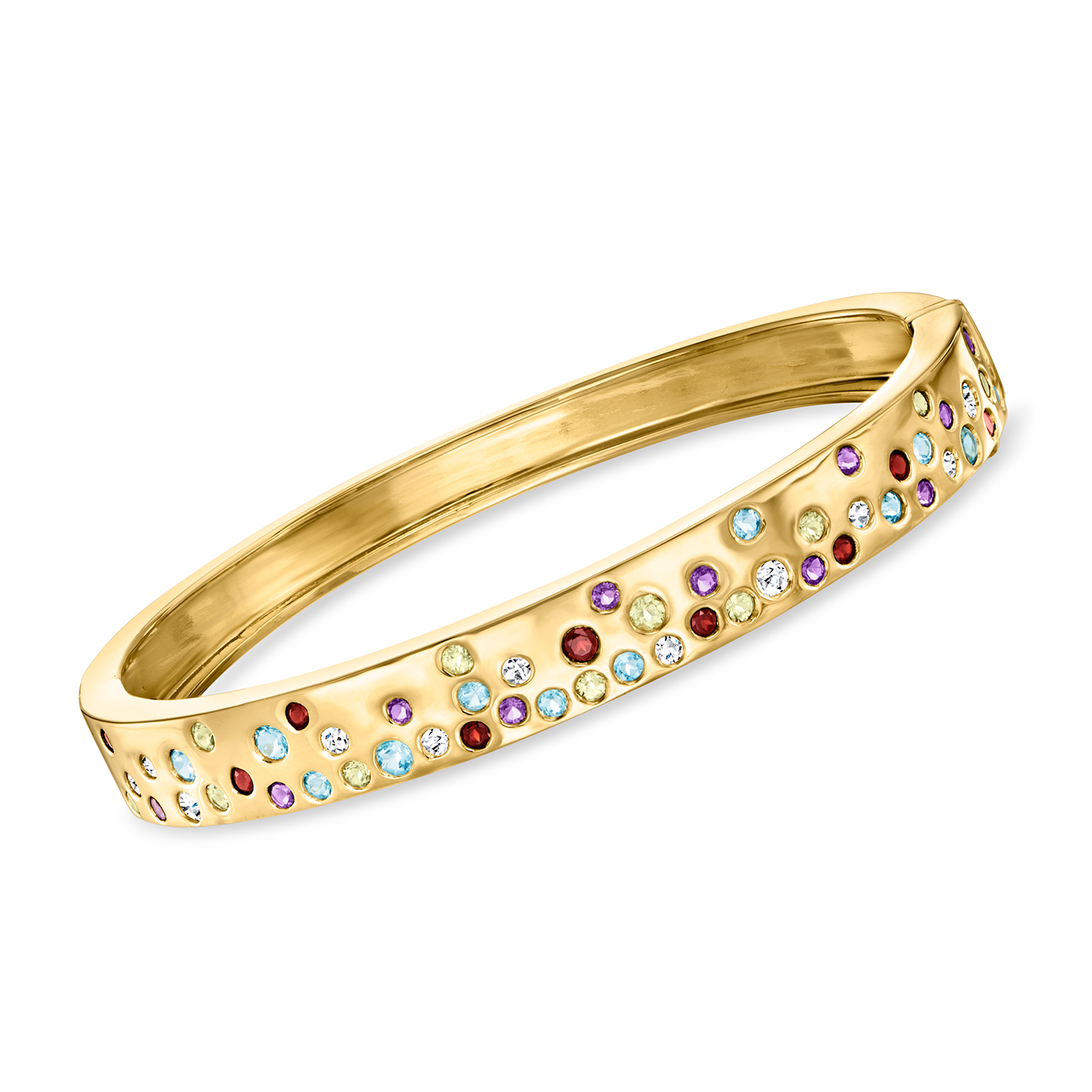 3.90 ct. t.w. Multi-Gemstone Bangle Bracelet in 18kt Gold Over Sterling | Ross-Simons