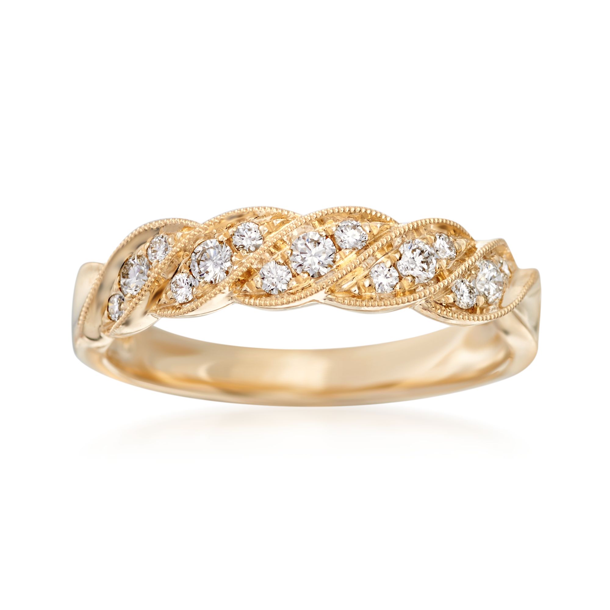 .26 ct. t.w. Diamond Swirl Wedding Ring in 14kt Yellow Gold | Ross-Simons