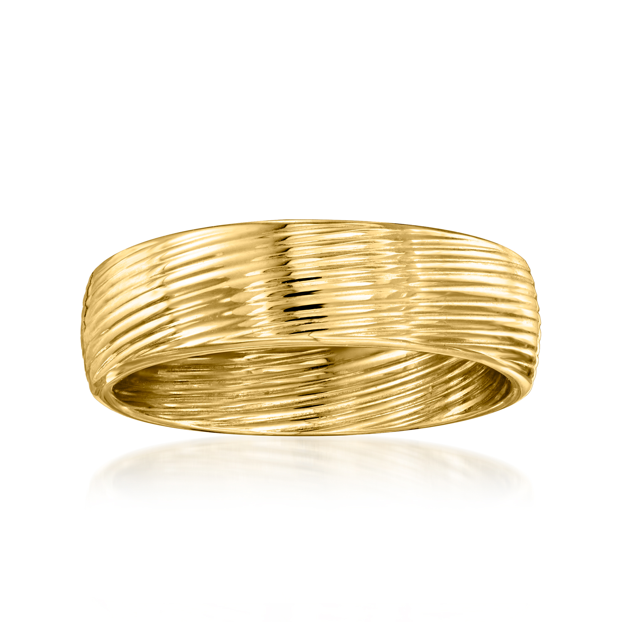 Italian 14kt Yellow Gold Ribbed Ring | Ross-Simons