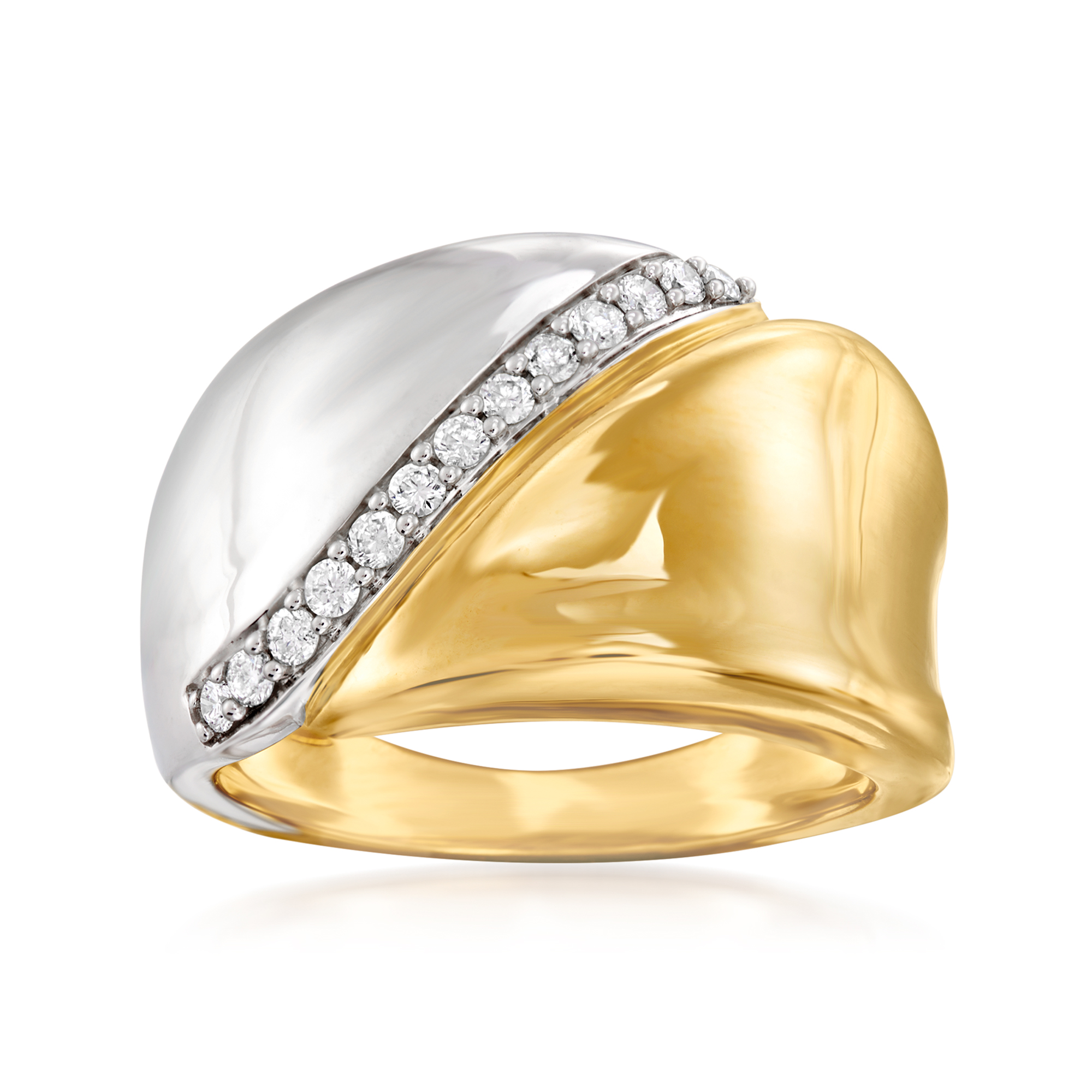 .20 ct. t.w. Diamond Sash Ring in 14kt Two-Tone Gold | Ross-Simons