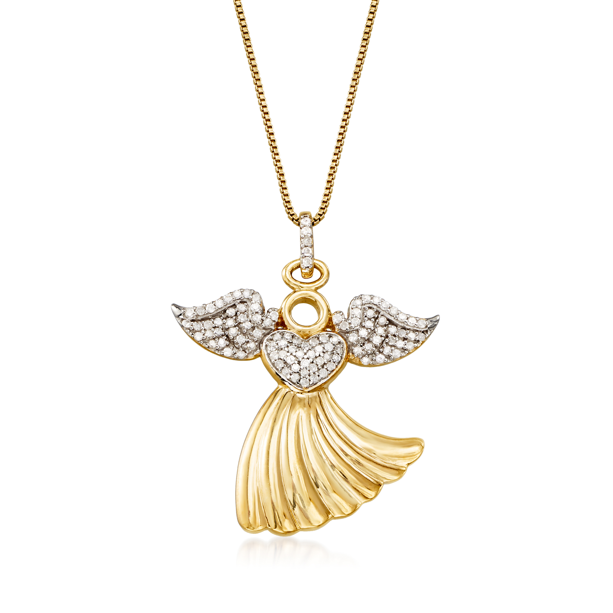 .25 ct. t.w. Diamond Angel Pendant Necklace in 18kt Gold Over Sterling ...