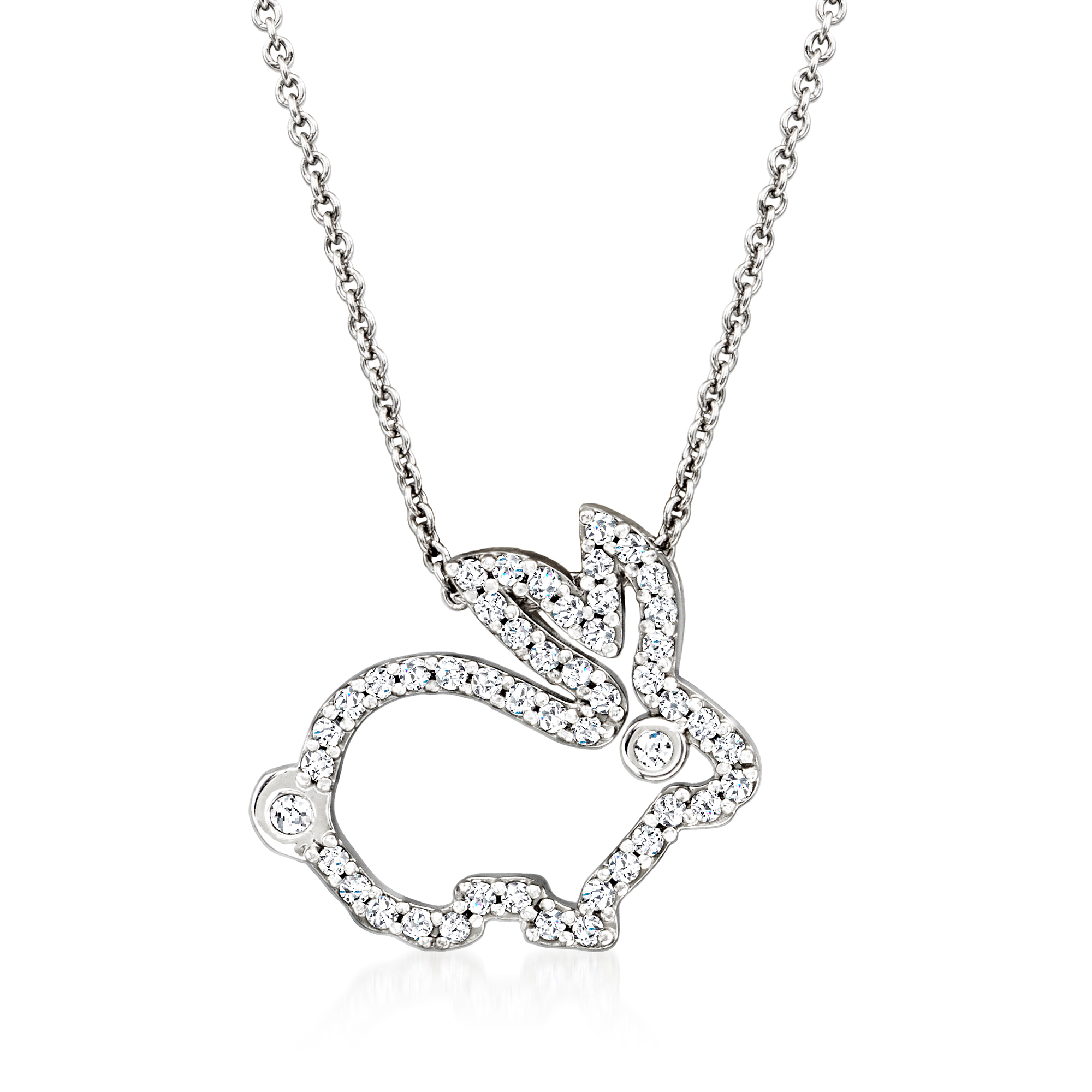 Roberto Coin "Tiny Treasures" .20 ct. t.w. Diamond Rabbit Necklace in ...