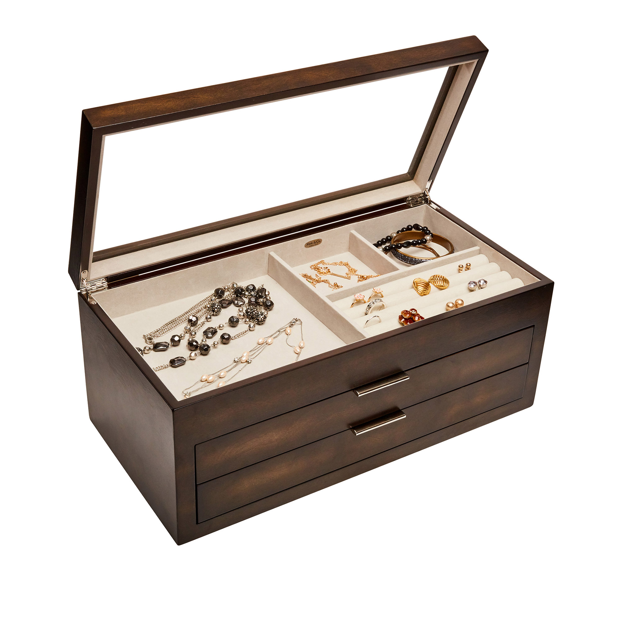 Mele & Co. "Nova" Mocha Wooden Glass Top Jewelry Box | Ross-Simons