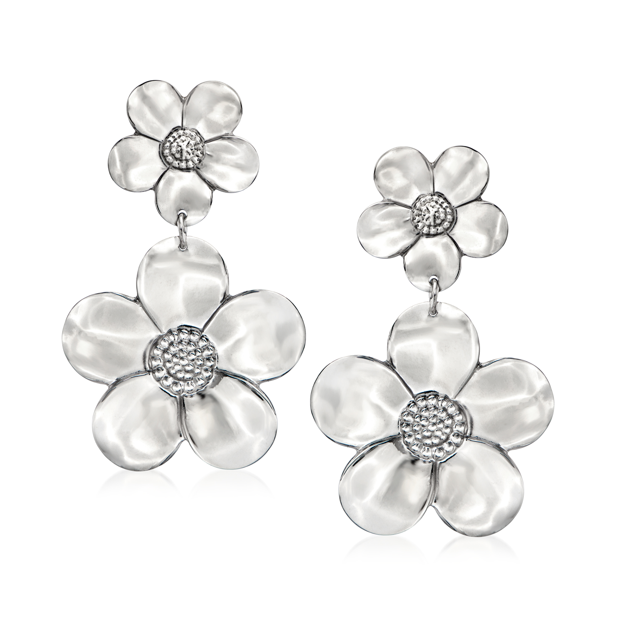 Italian Sterling Silver Double-Flower Drop Earrings | Ross-Simons
