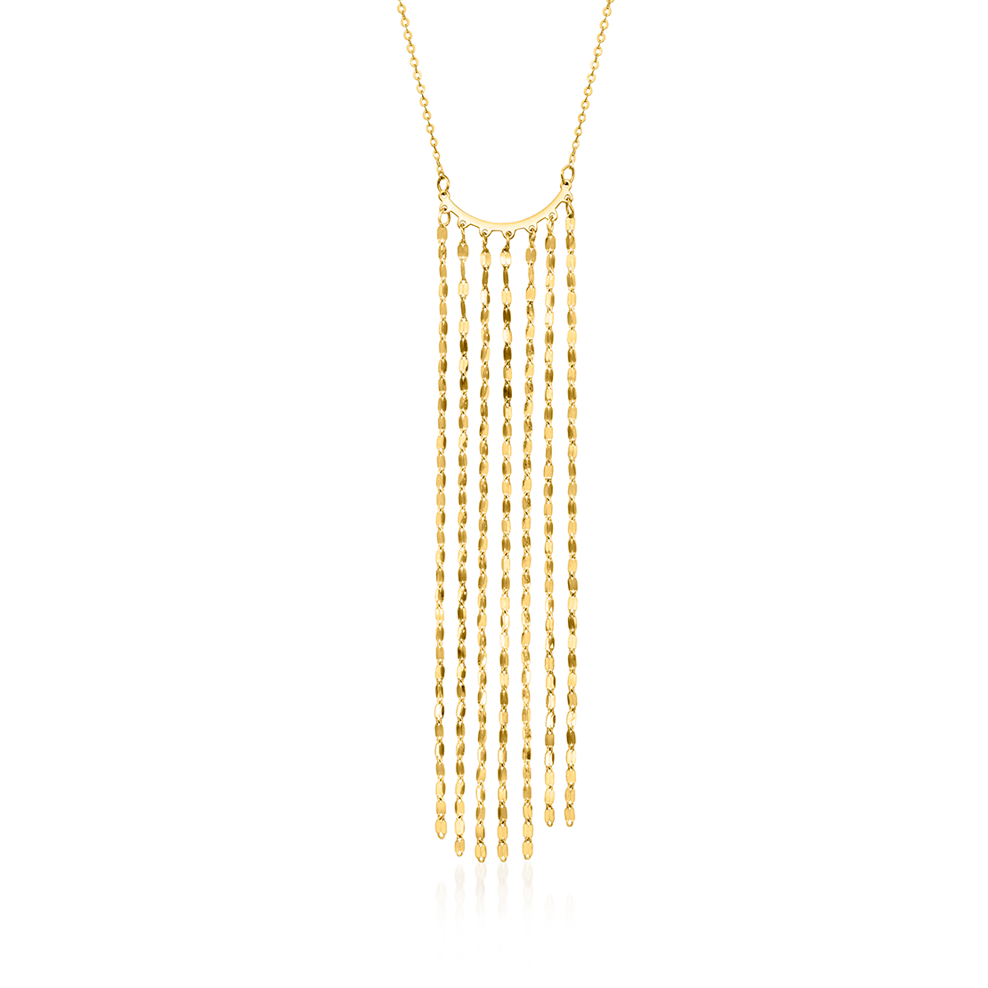Italian 14kt Yellow Gold Lumachina-Chain Fringe Drop Necklace | Ross-Simons