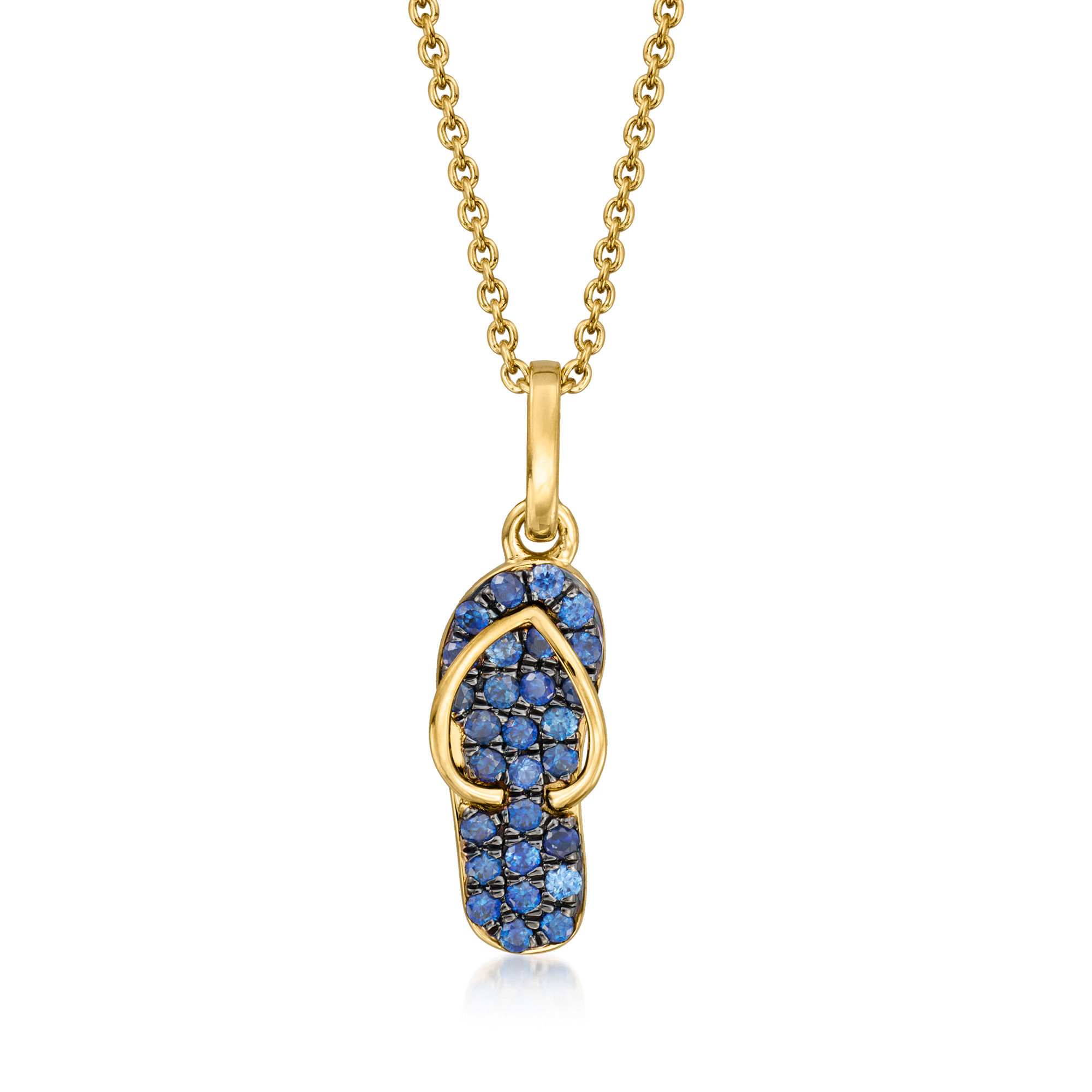 .60 ct. t.w. Sapphire Flip-Flop Pendant Necklace in 18kt Gold Over ...
