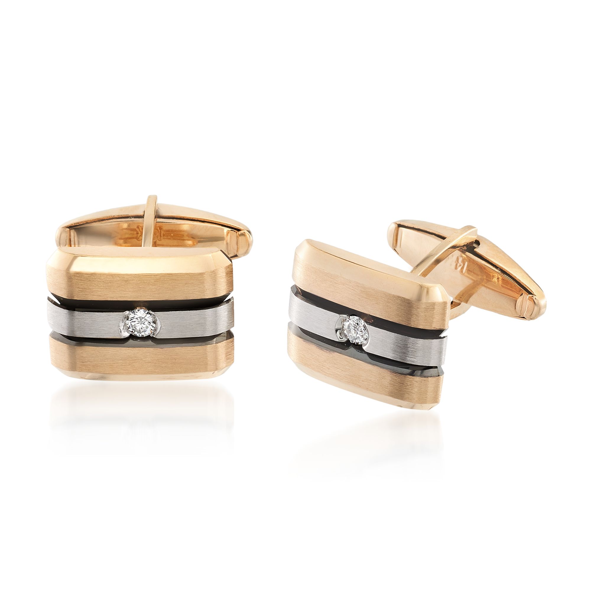 .20 ct. t.w. Diamond Cuff Links in 14kt Two-Tone Gold | Ross-Simons