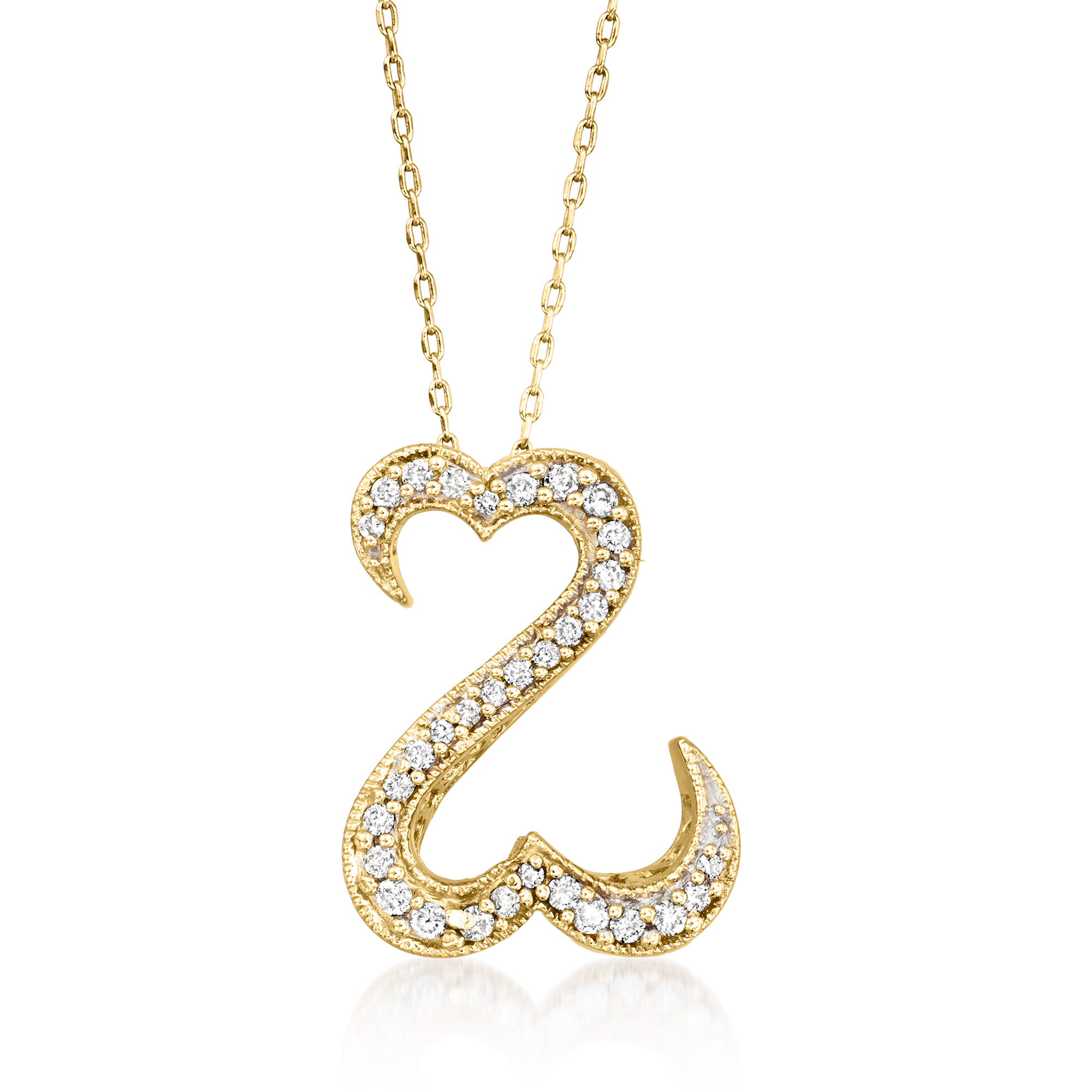 C. 1990 Vintage .35 ct. t.w. Diamond Abstract Heart Pendant Necklace in ...
