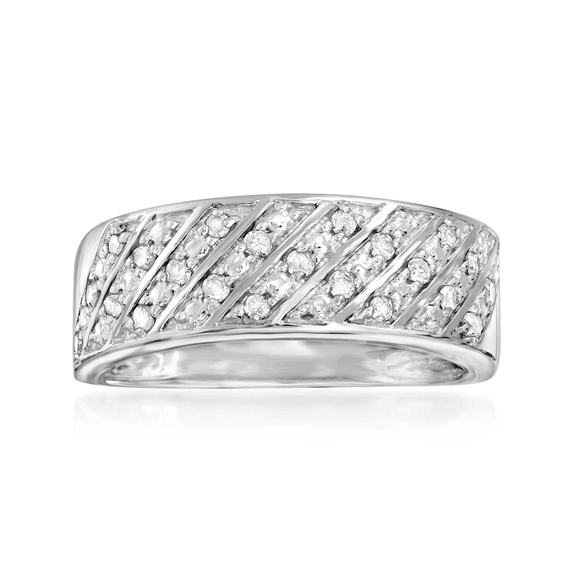 .25 ct. t.w. Diamond Diagonal-Row Ring in Sterling Silver | Ross-Simons