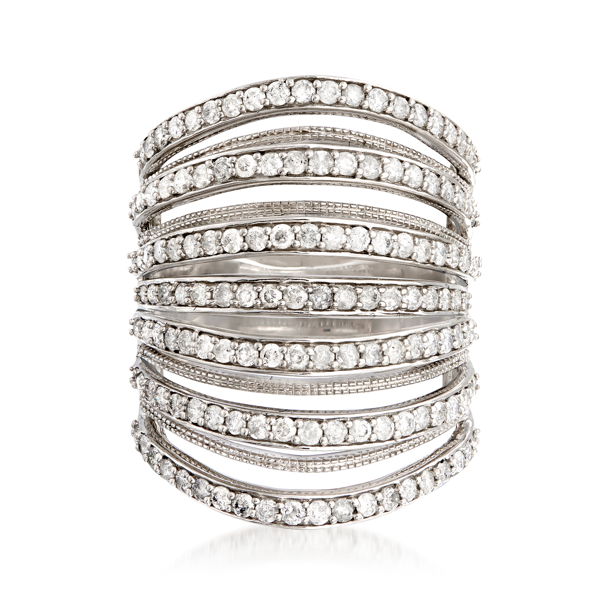 1.90 ct. t.w. Multi-Row Diamond Ring in Sterling Silver | Ross-Simons