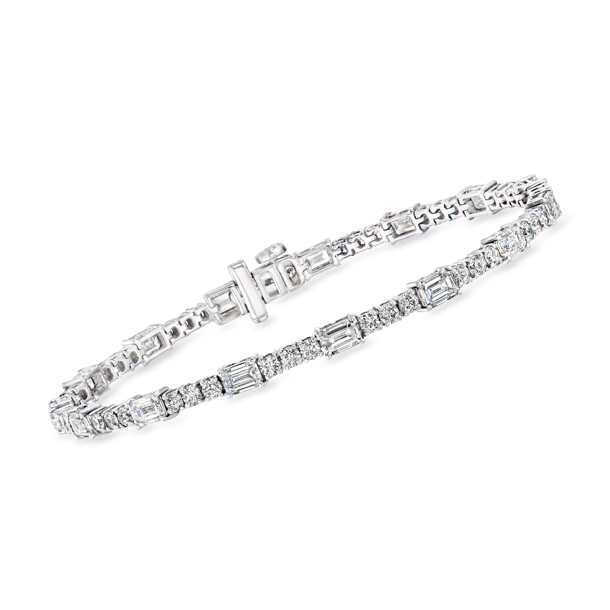 7 00 Ct T W Round And Emerald Cut Lab Grown Diamond Tennis Bracelet