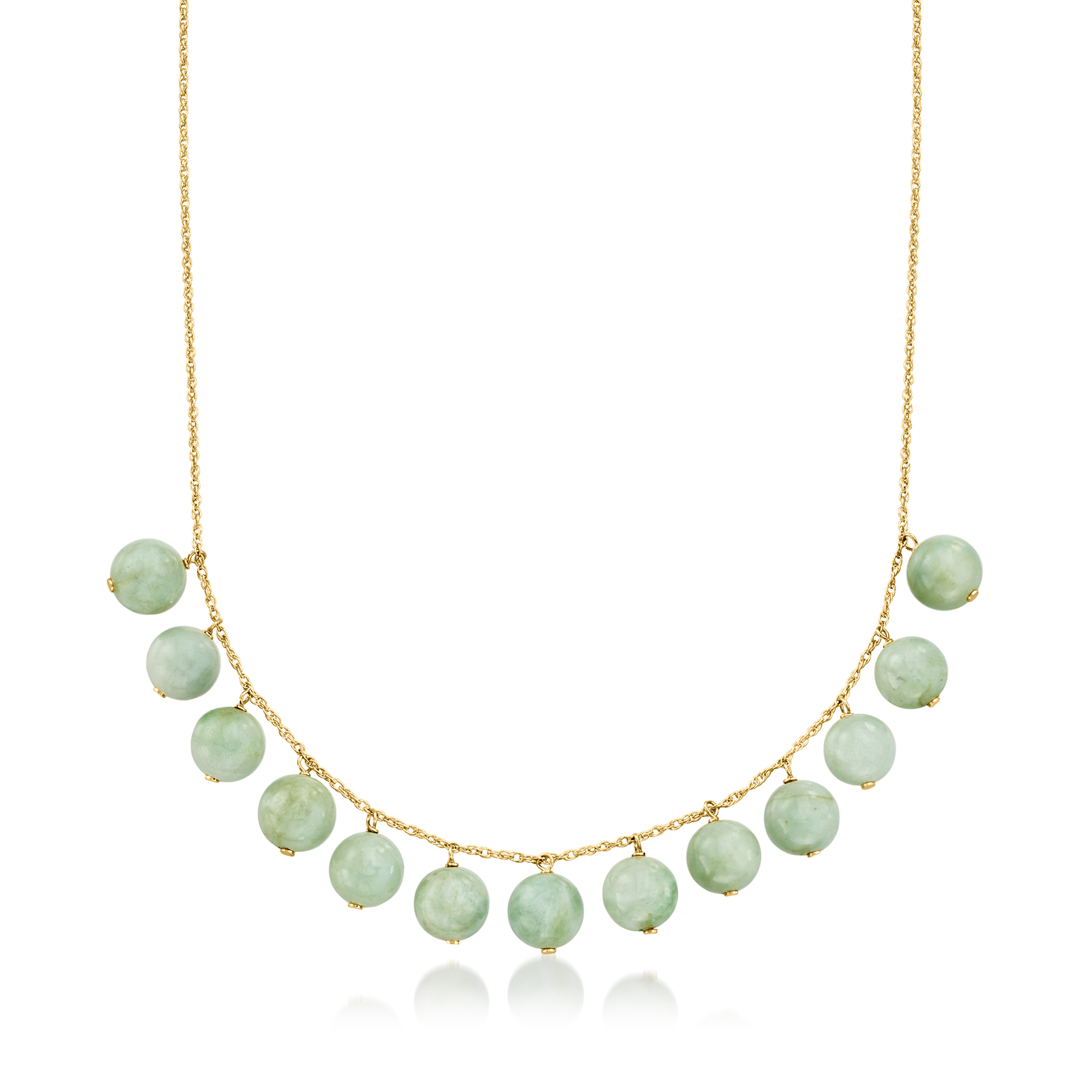8mm Jade Bead Drop Necklace in 18kt Gold Over Sterling | Ross-Simons