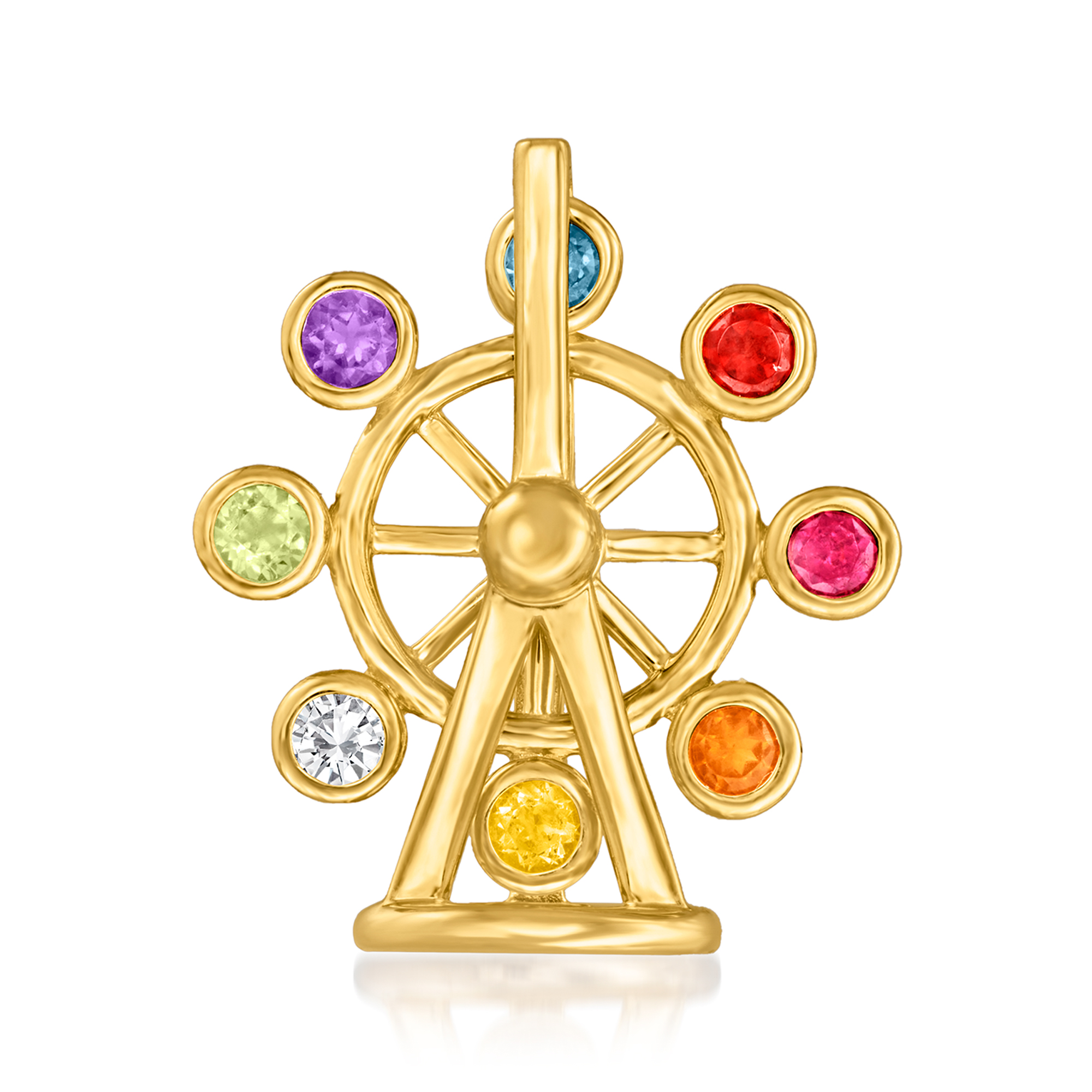 1.18 ct. t.w. Multi-Gemstone Spinning Ferris Wheel Pin in 18kt Gold ...