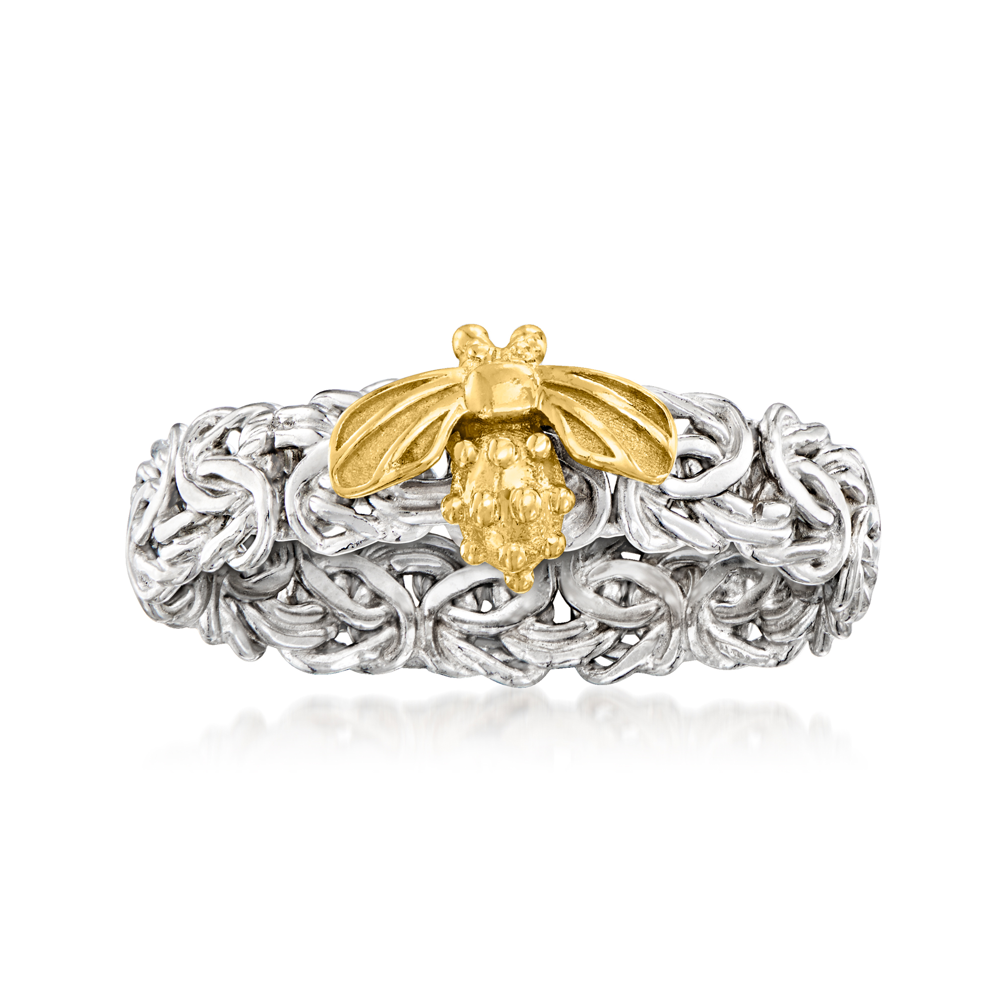Sterling Silver and 14kt Yellow Gold Bumblebee Byzantine Ring | Ross-Simons