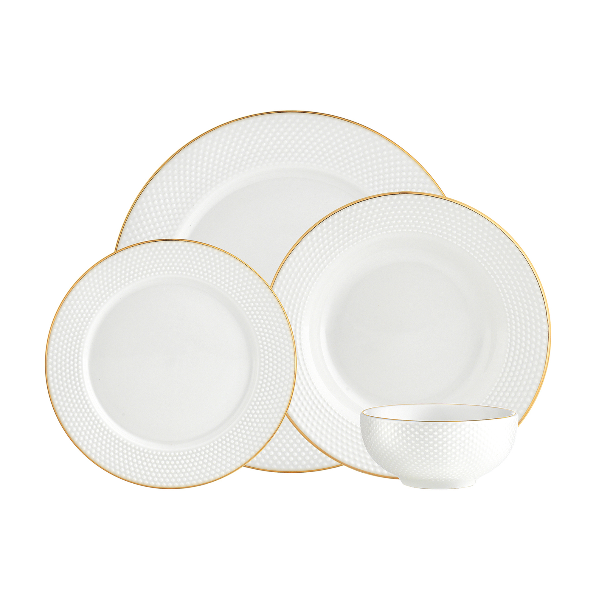 Godinger 16-pc. Service for 4 Gold Rim Porcelain Dinnerware Set | Ross ...