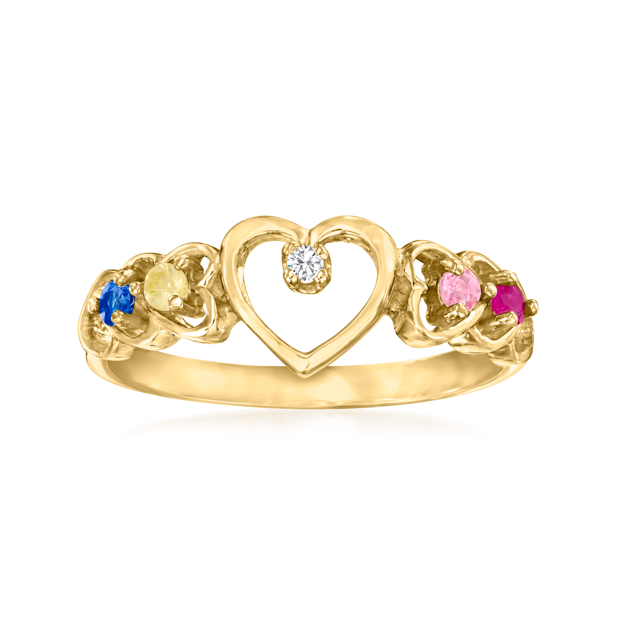 Personalized Heart Ring in 14kt Gold with Diamond Accents 2 to 6 ...