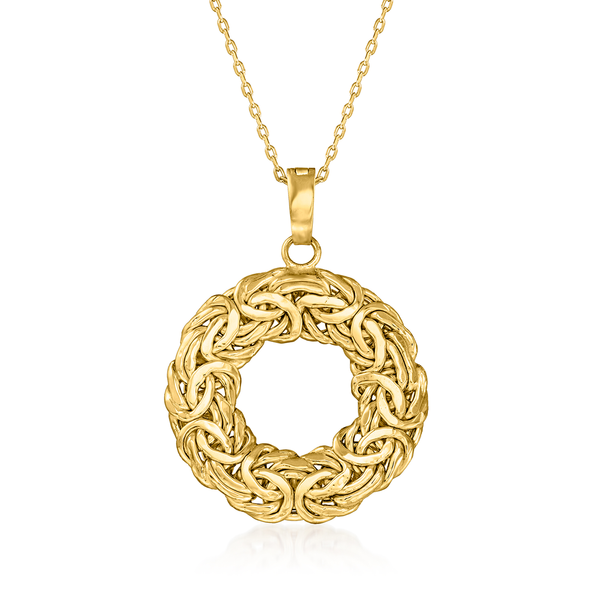 18kt Gold Over Sterling Byzantine Circle Pendant Necklace | Ross-Simons
