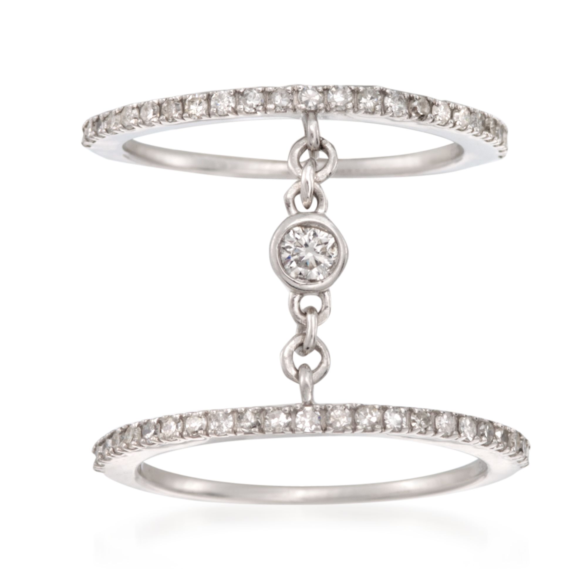 .55 ct. t.w. Diamond Open Double Band Ring in Sterling Silver | Ross-Simons
