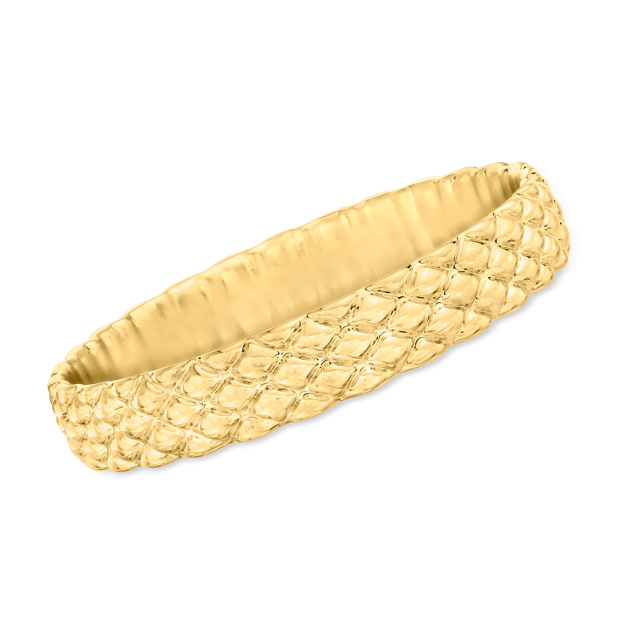 Italian Andiamo 14kt Yellow Gold Over Resin Basketweave Bangle Bracelet | Ross-Simons