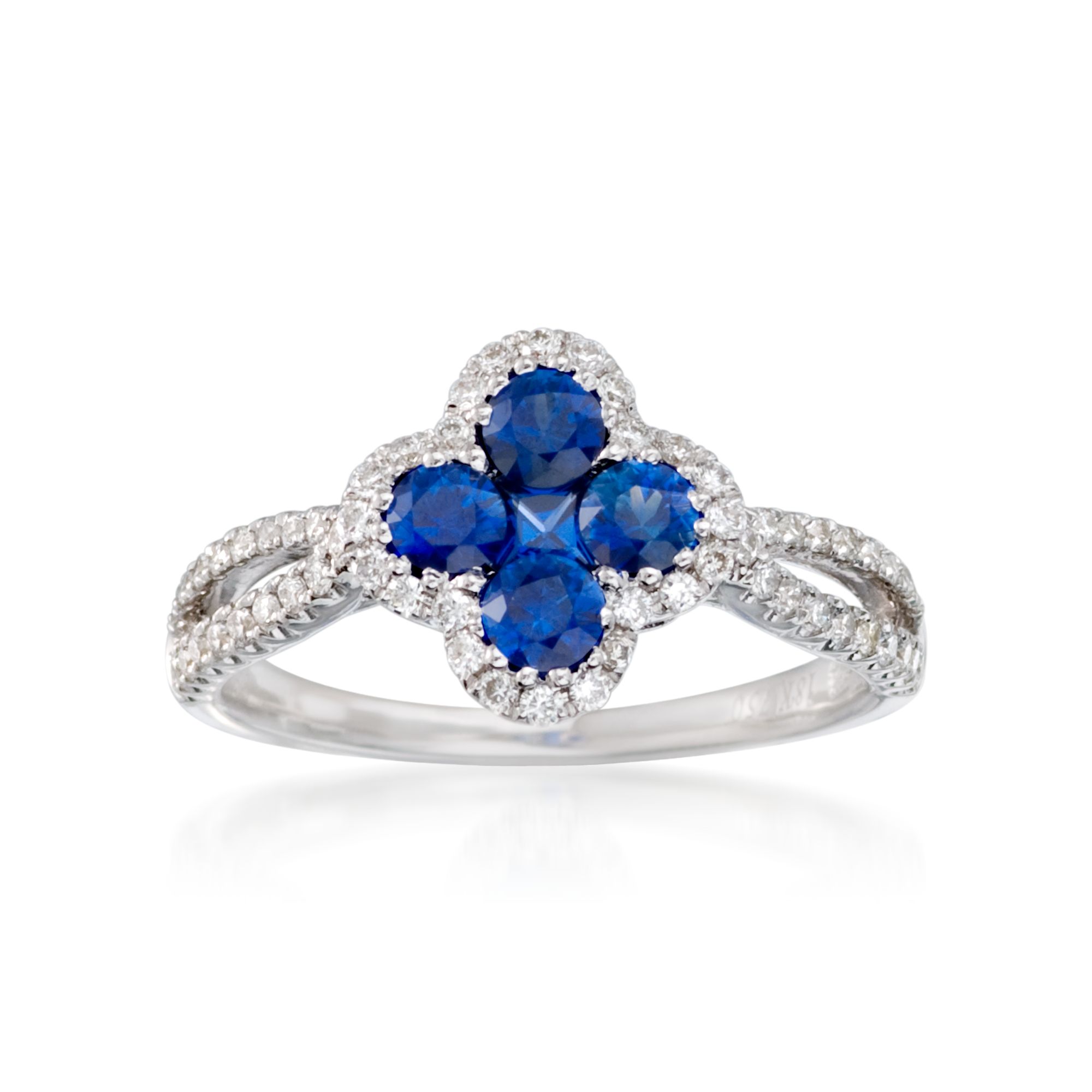 Gregg Ruth .77 ct. t.w. Sapphire and .35 ct. t.w. Diamond Clover Ring ...