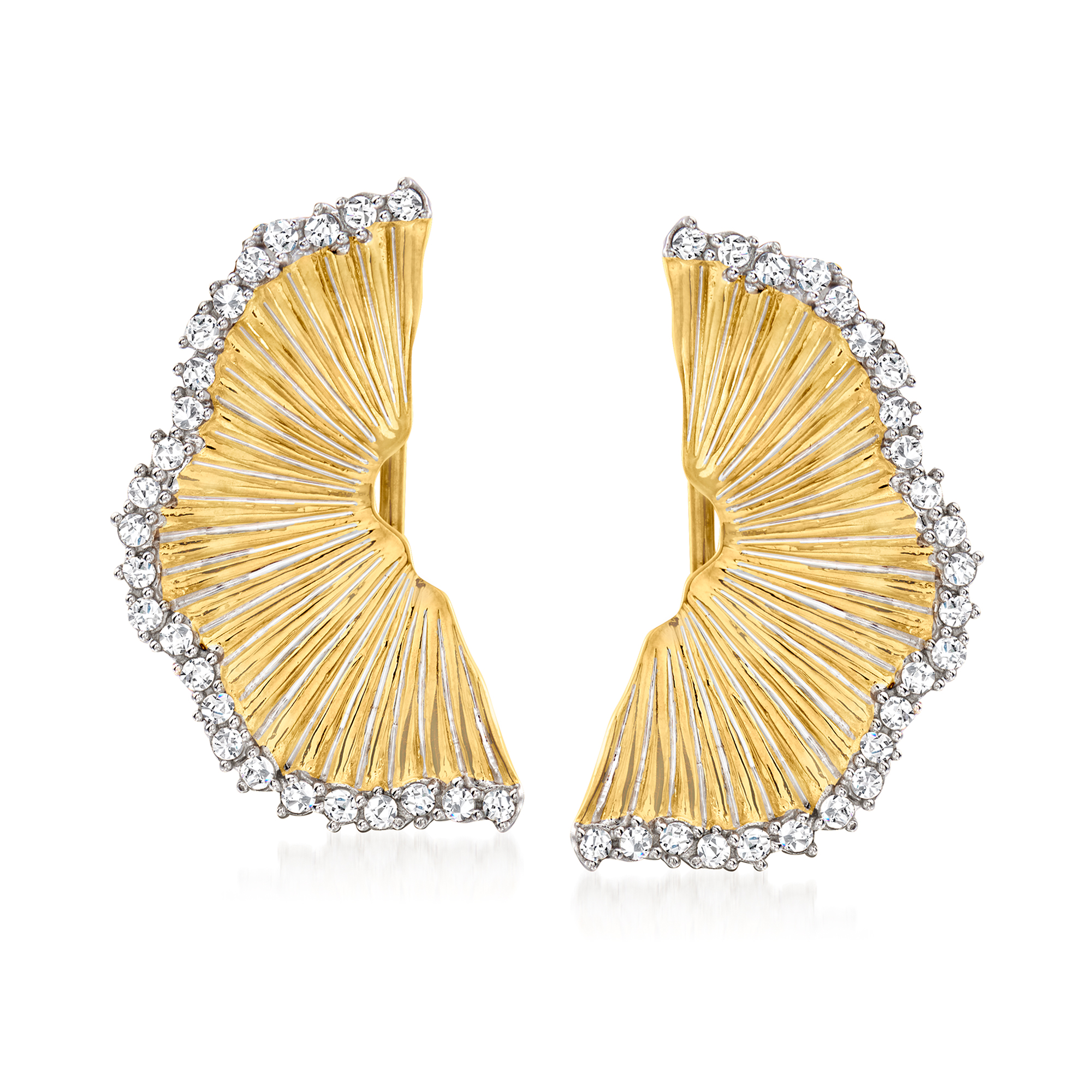 .50 ct. t.w. Diamond Fan Earrings in 18kt Gold Over Sterling | Ross-Simons