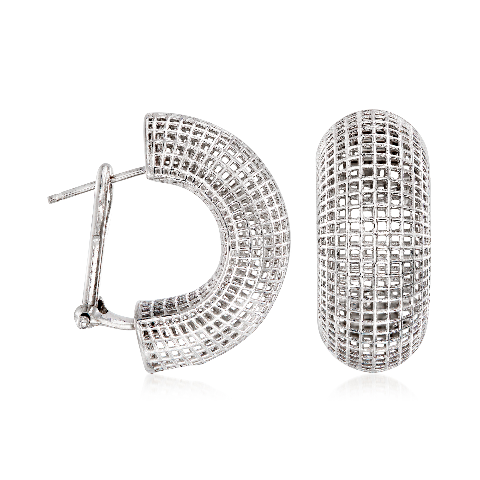 Italian Sterling Silver Open-Space Mesh C-Hoop Earrings | Ross-Simons