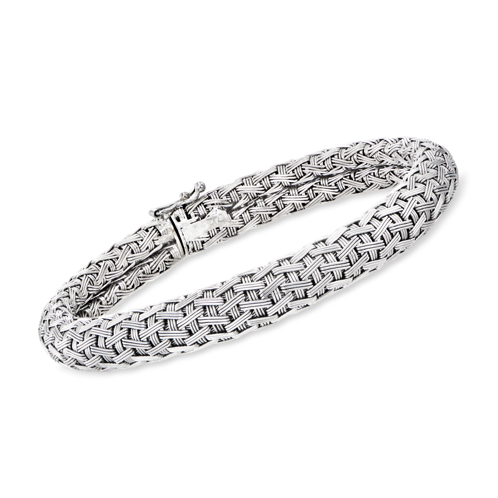 C. 1990 Vintage 18kt White Gold Basketweave Bracelet | Ross-Simons