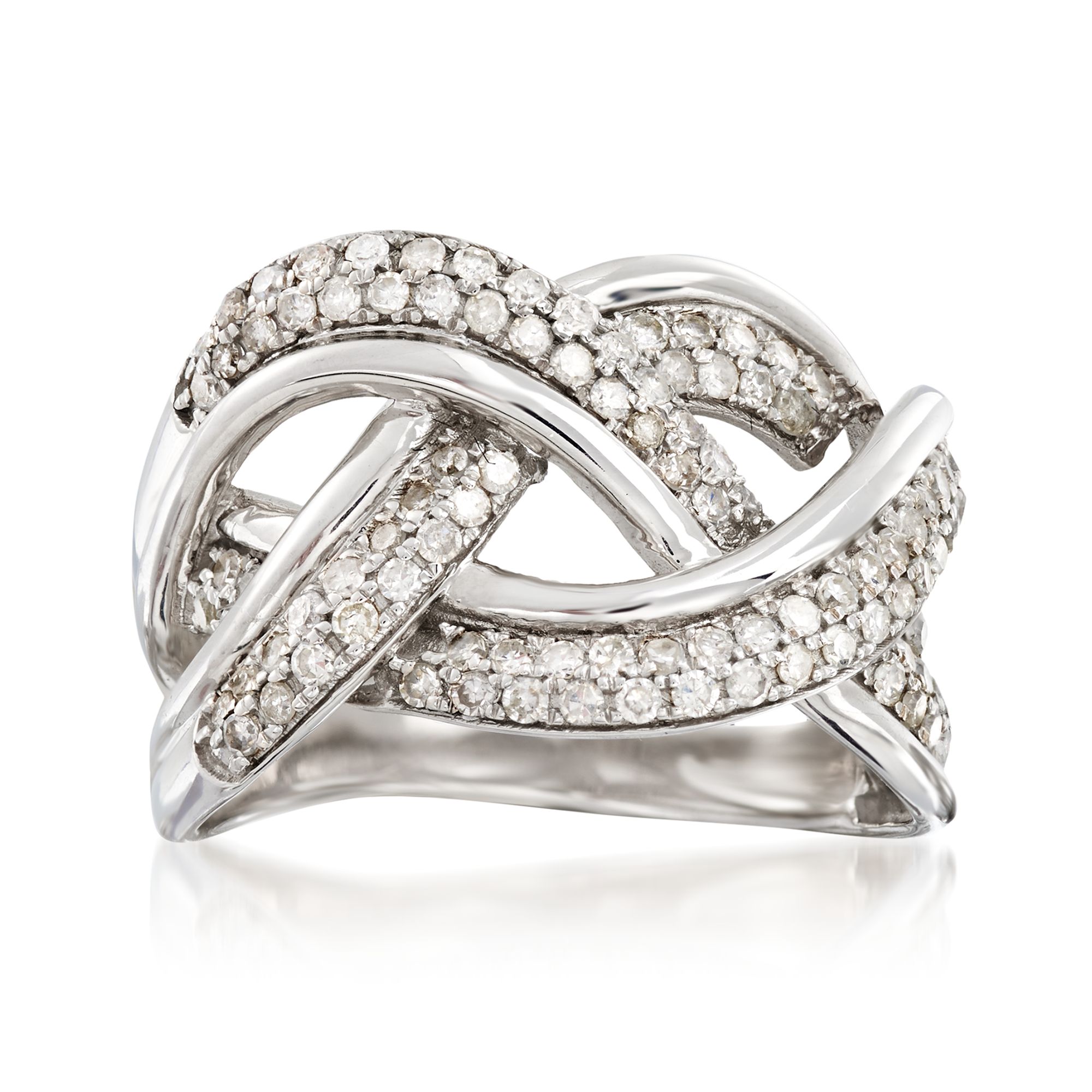 .75 ct. t.w. Diamond Interlocking Wave Ring in Sterling Silver | Ross ...