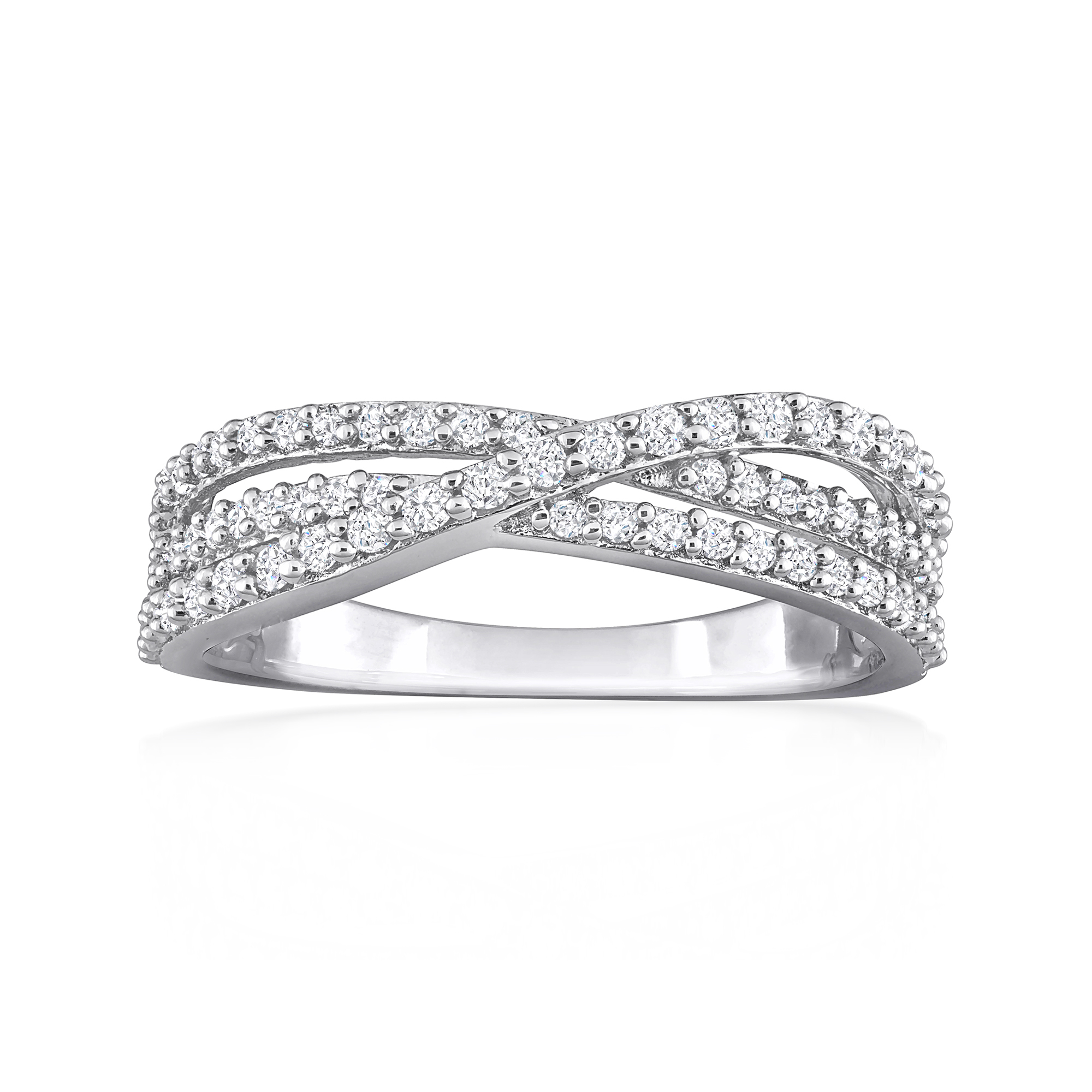 .47 ct. t.w. Diamond Crisscross Ring in Sterling Silver | Ross-Simons