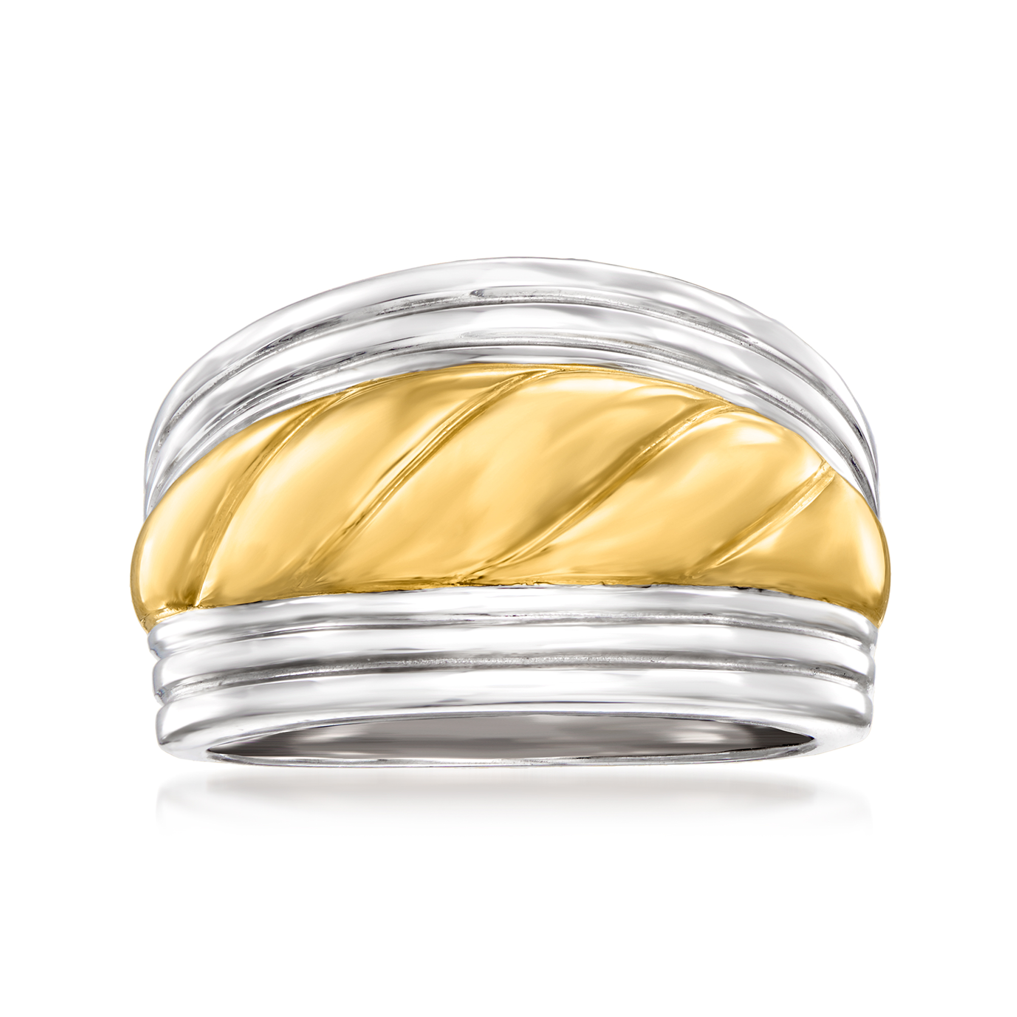 Two-Tone Sterling Silver Twisted Ring | Ross-Simons