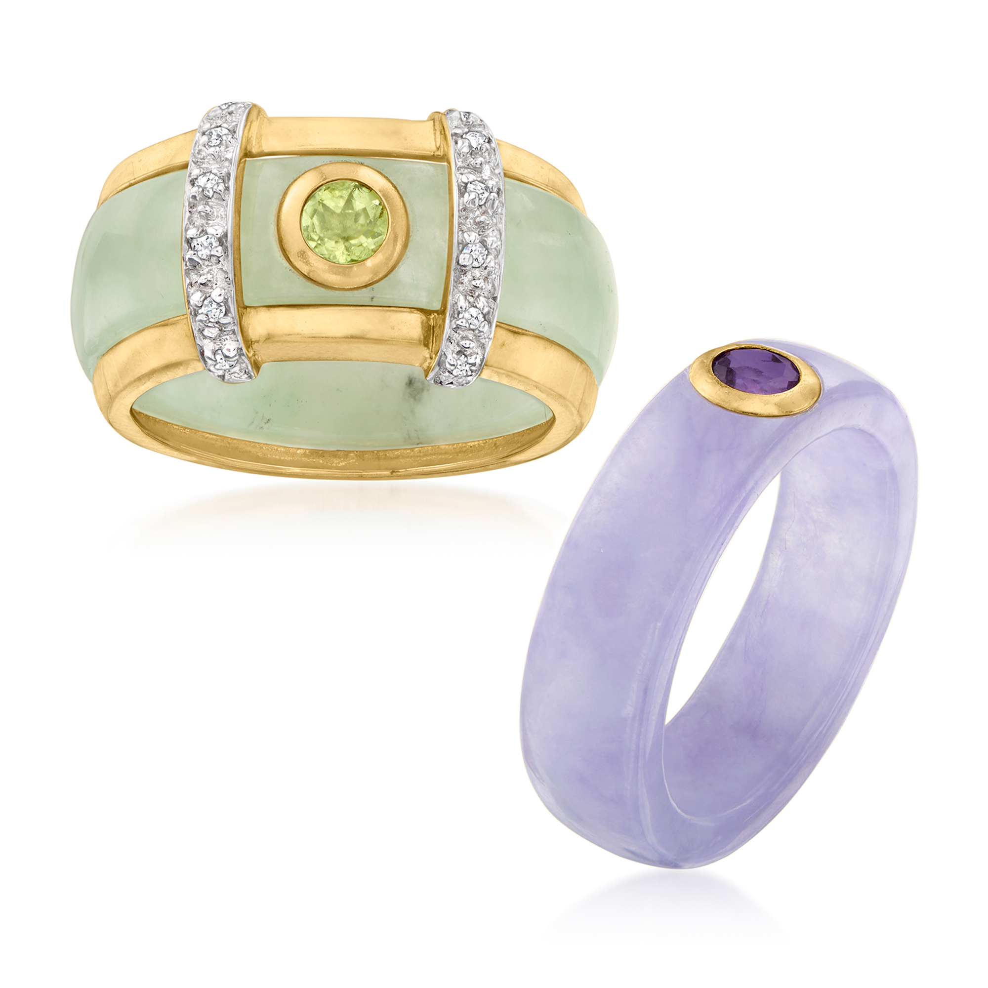 C. 2000 Vintage Interchangeable Multicolored Jade Ring with .32 ct. t.w ...