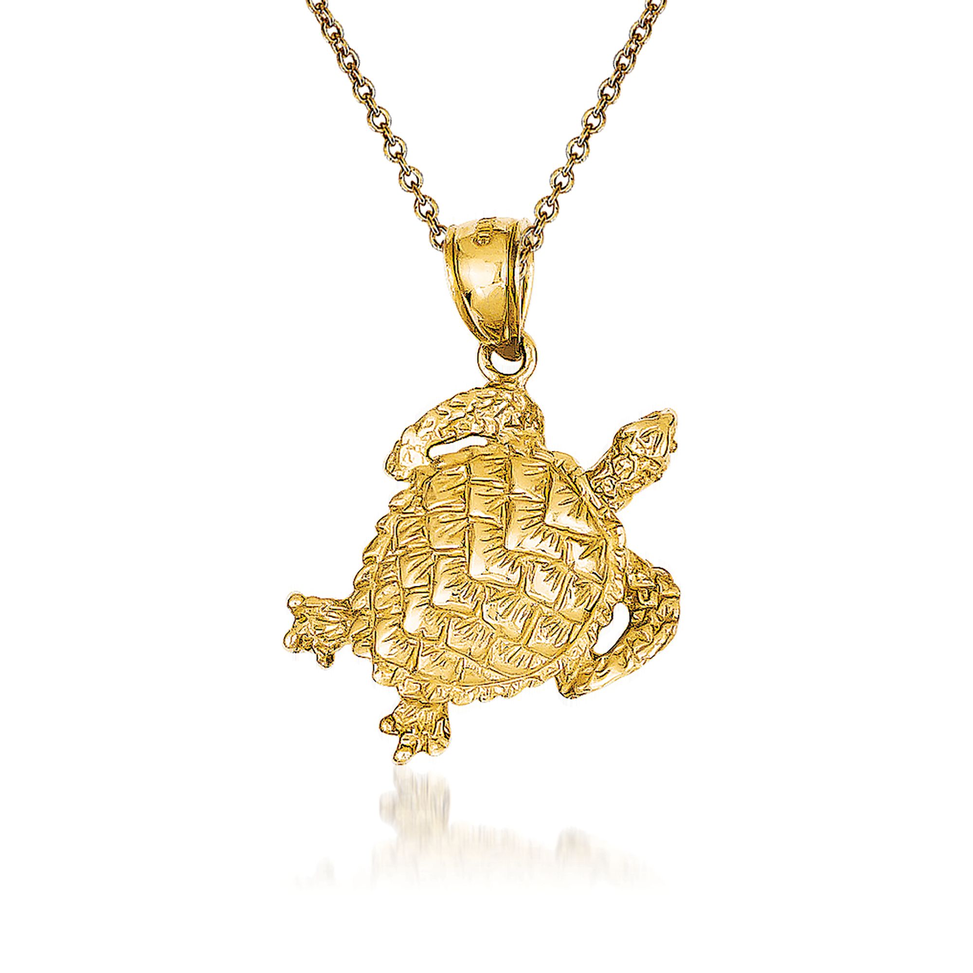 14kt Yellow Gold Turtle Pendant Necklace | Ross-Simons