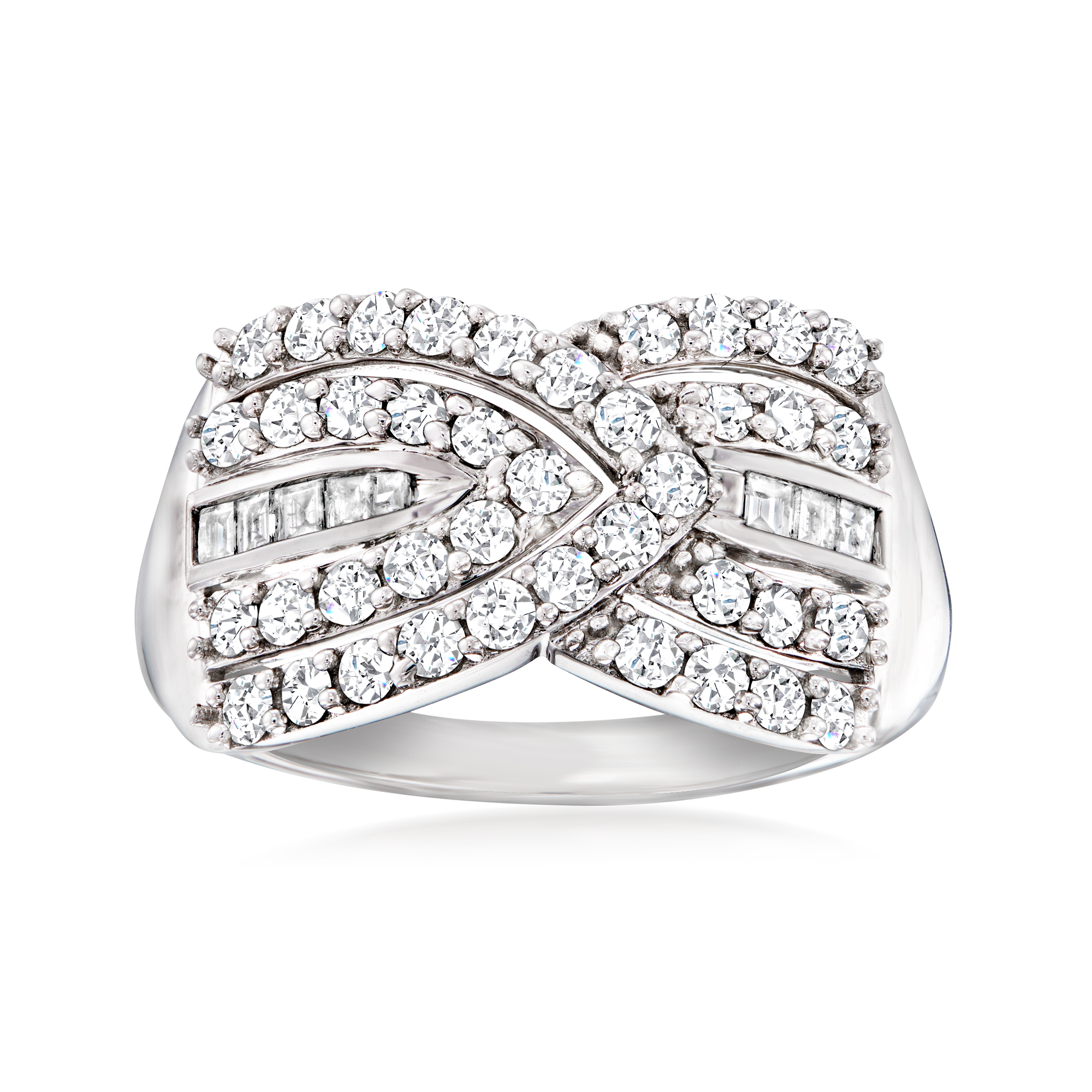 1.00 ct. t.w. Diamond Chevron Ring in 14kt White Gold | Ross-Simons