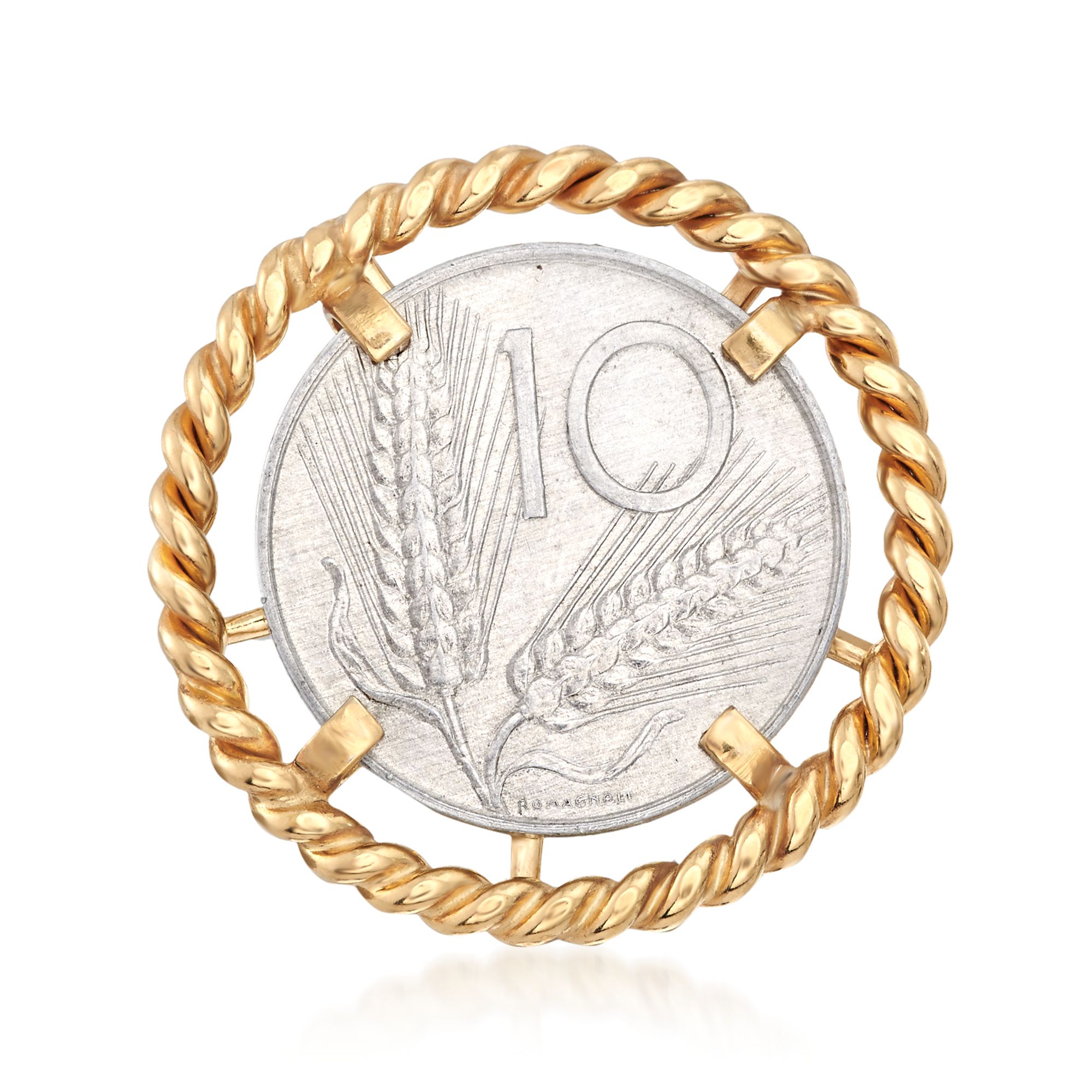 Italian Genuine 10-Lira Coin Ring in 18kt Gold Over Sterling | Ross-Simons