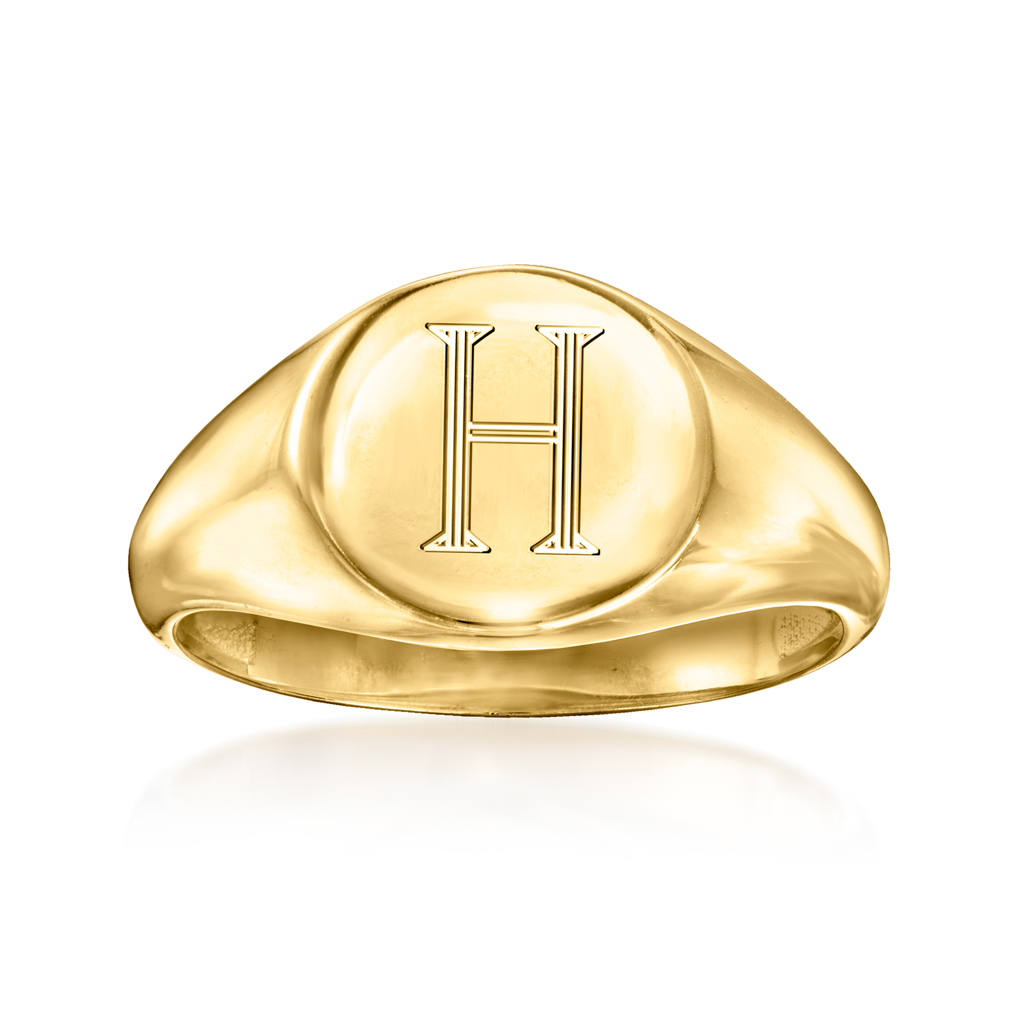10kt Yellow Gold Personalized Round Signet Ring | Ross-Simons