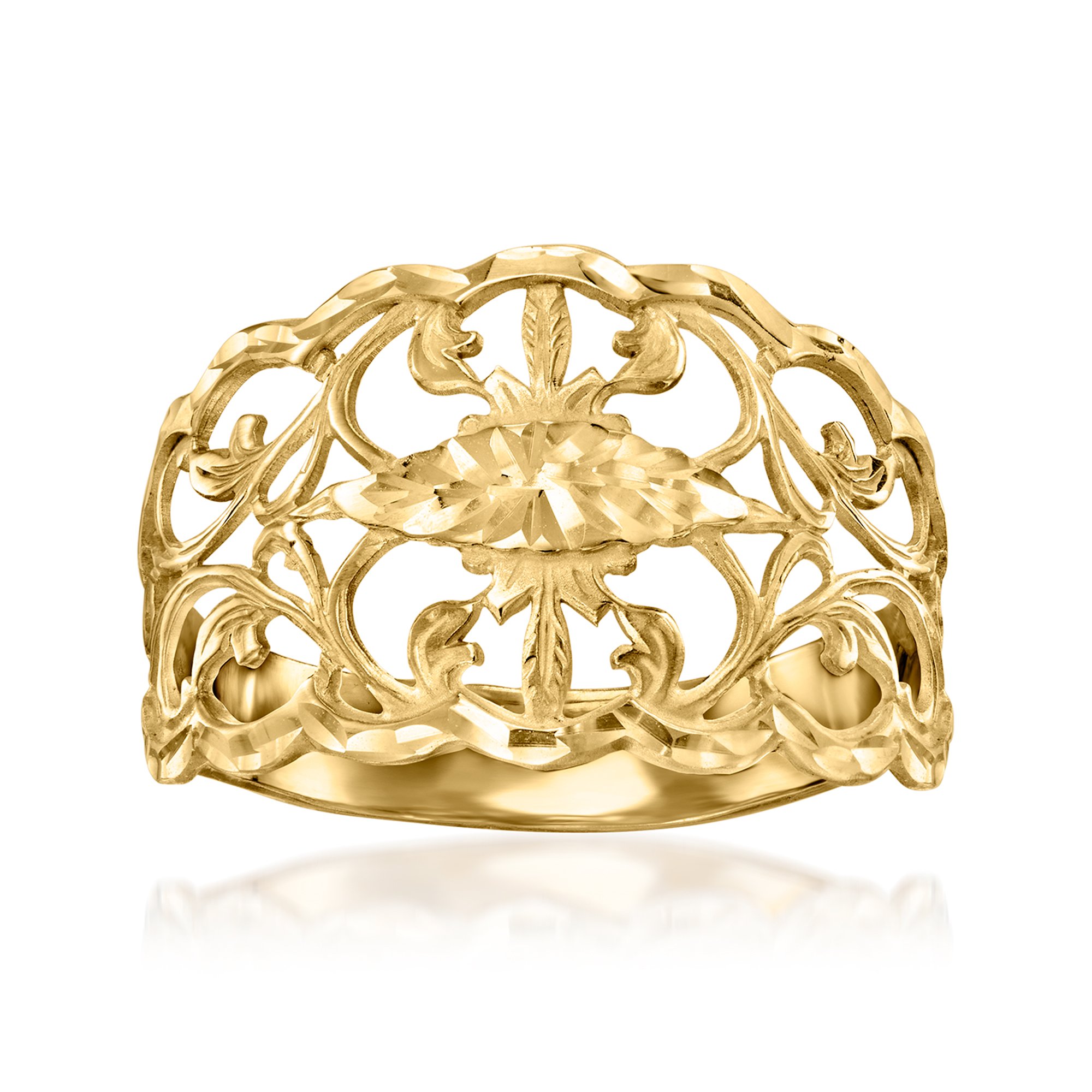 Italian 14kt Yellow Gold Leaf Openwork Ring | Ross-Simons