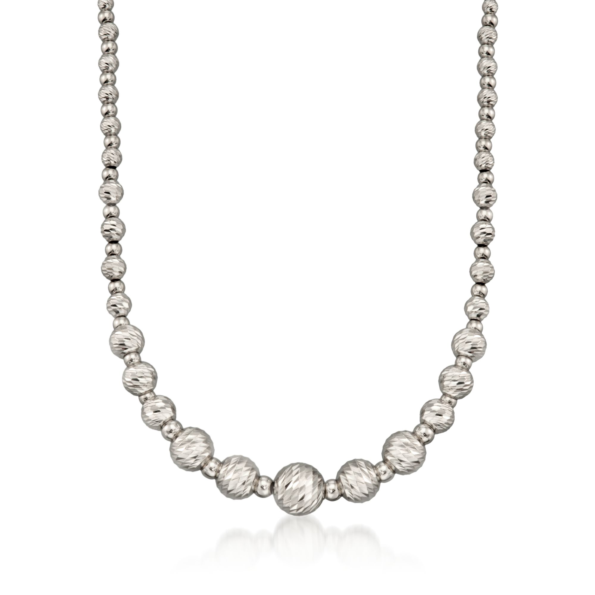 Italian Sterling Silver Diamond-Cut Bead Necklace | Ross-Simons