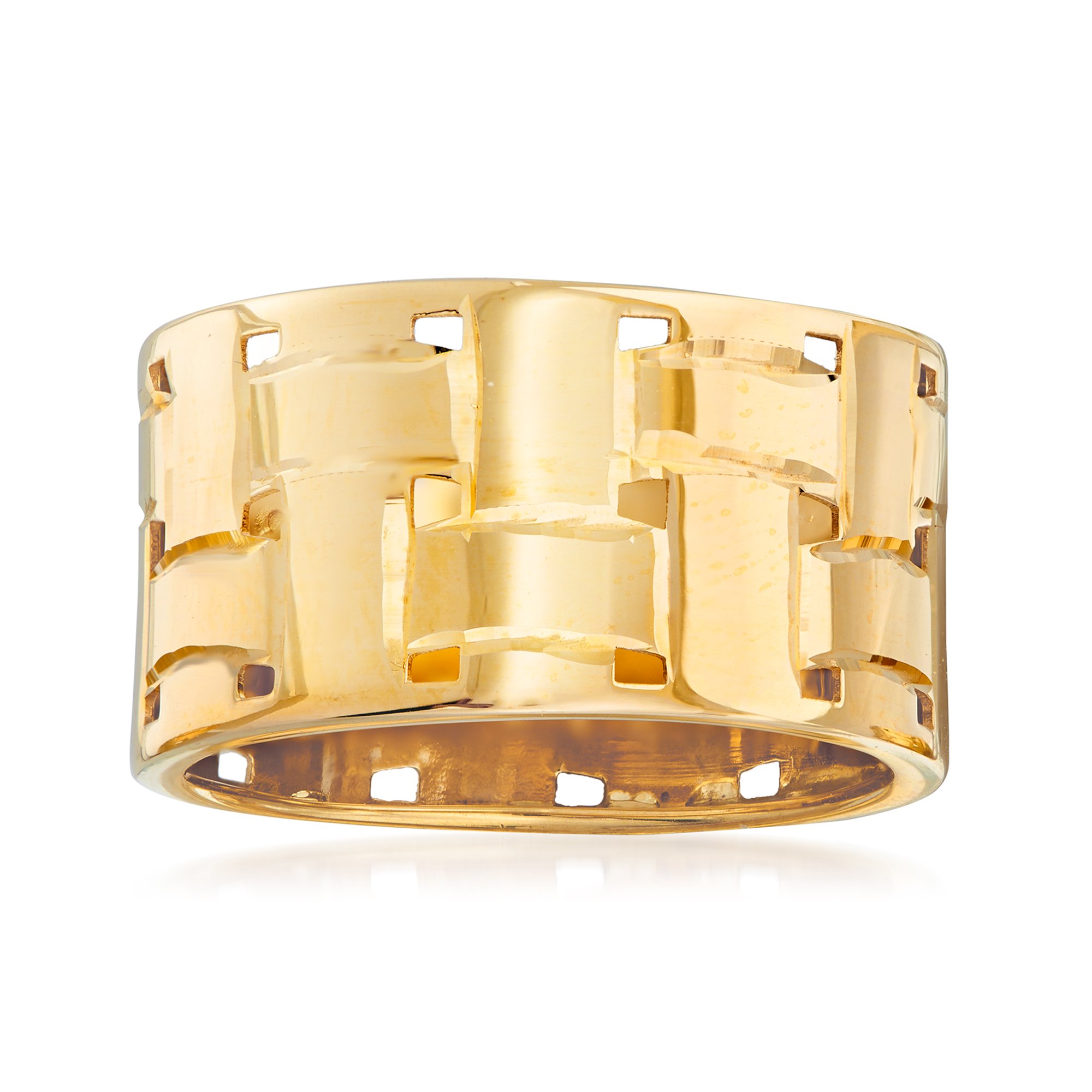 Italian 14kt Yellow Gold Basketweave Ring | Ross-Simons