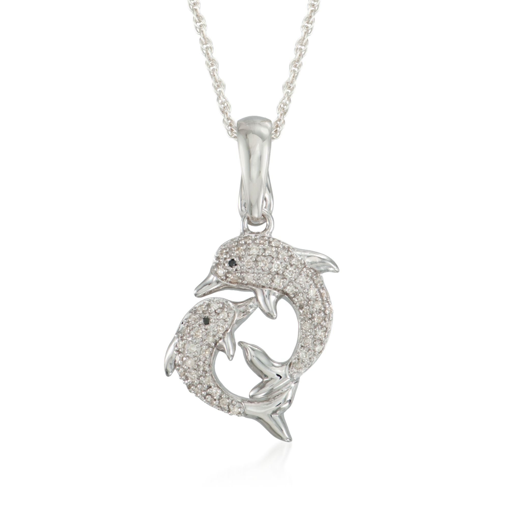 20 ct. t.w. Diamond Dolphin Pendant Necklace in Sterling Silver