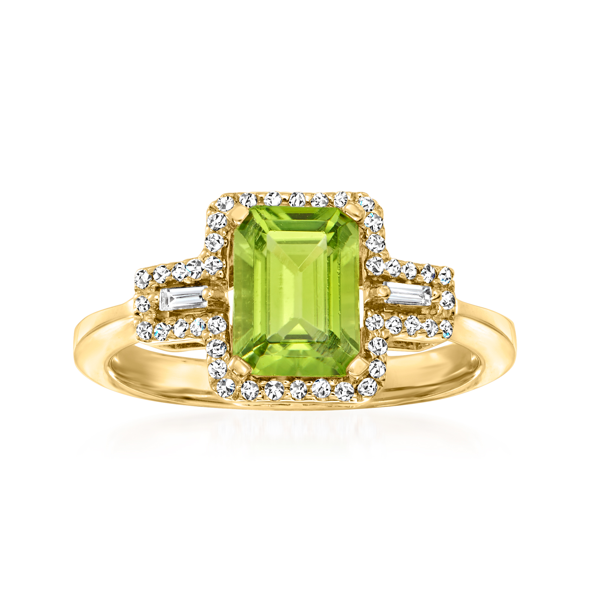 1.70 Carat Peridot Ring with .16 ct. t.w. Diamonds in 14kt Yellow Gold ...