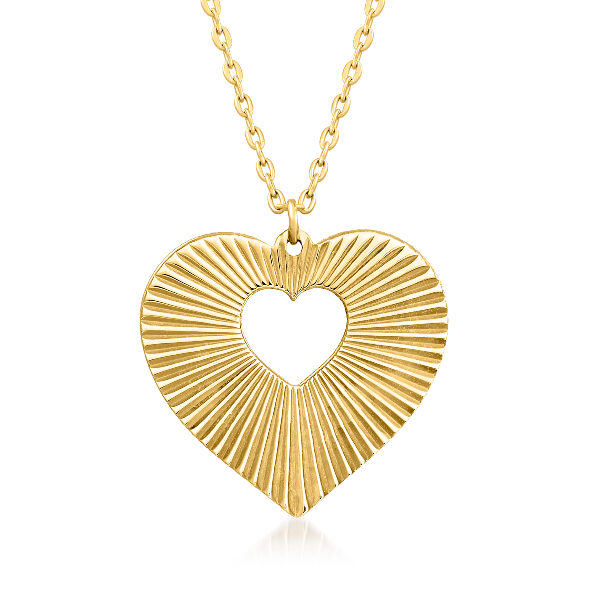 Italian 14kt Yellow Gold Starburst Heart Cut-Out Necklace | Ross-Simons