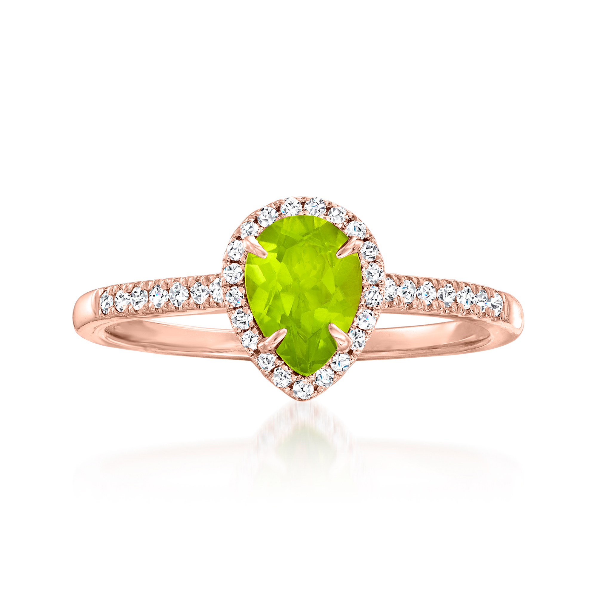 .60 Carat Peridot and .16 ct. t.w. Diamond Ring in 14kt Rose Gold ...