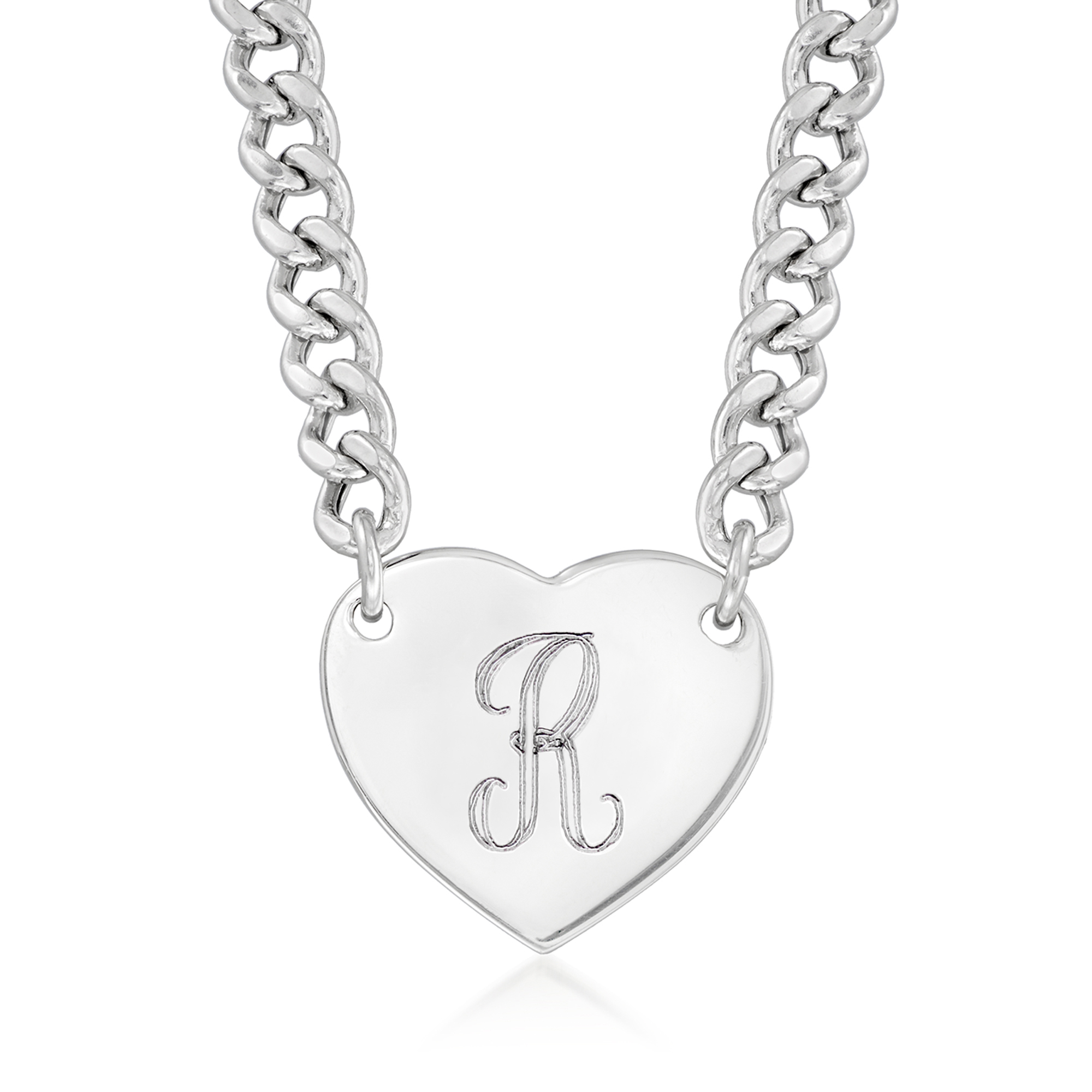 Italian Sterling Silver Personalized Heart Curb Link Necklace Ross Simons