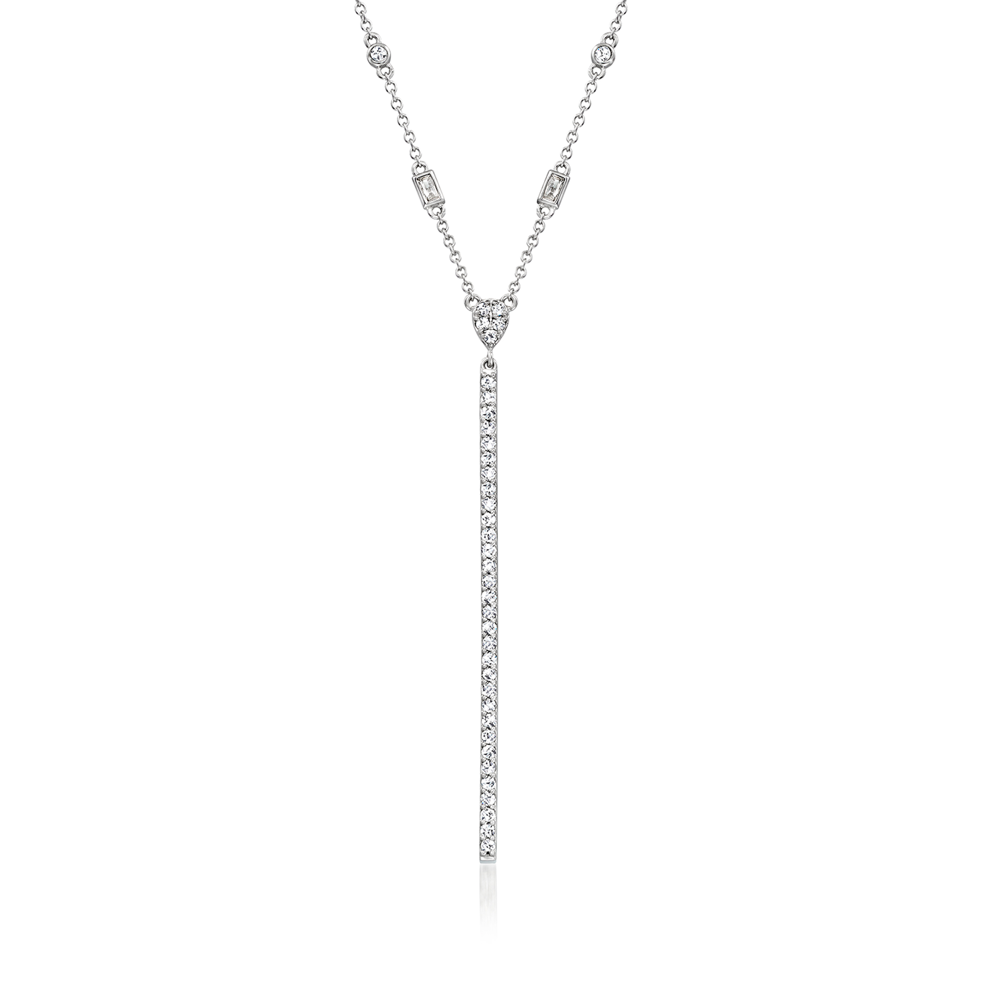 .50 ct. t.w. Diamond Linear Bar Drop Necklace in 14kt White Gold | Ross ...