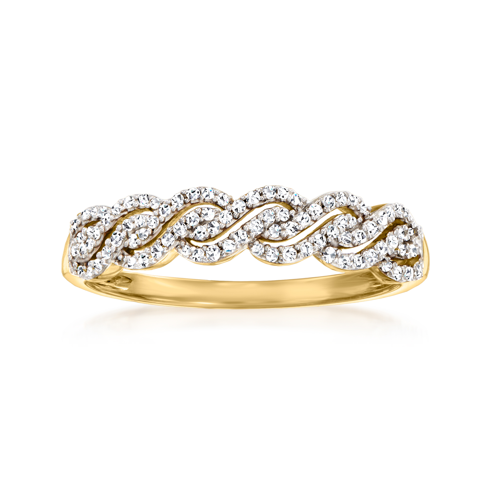.15 ct. t.w. Diamond Twisted Ring in 10kt Yellow Gold | Ross-Simons